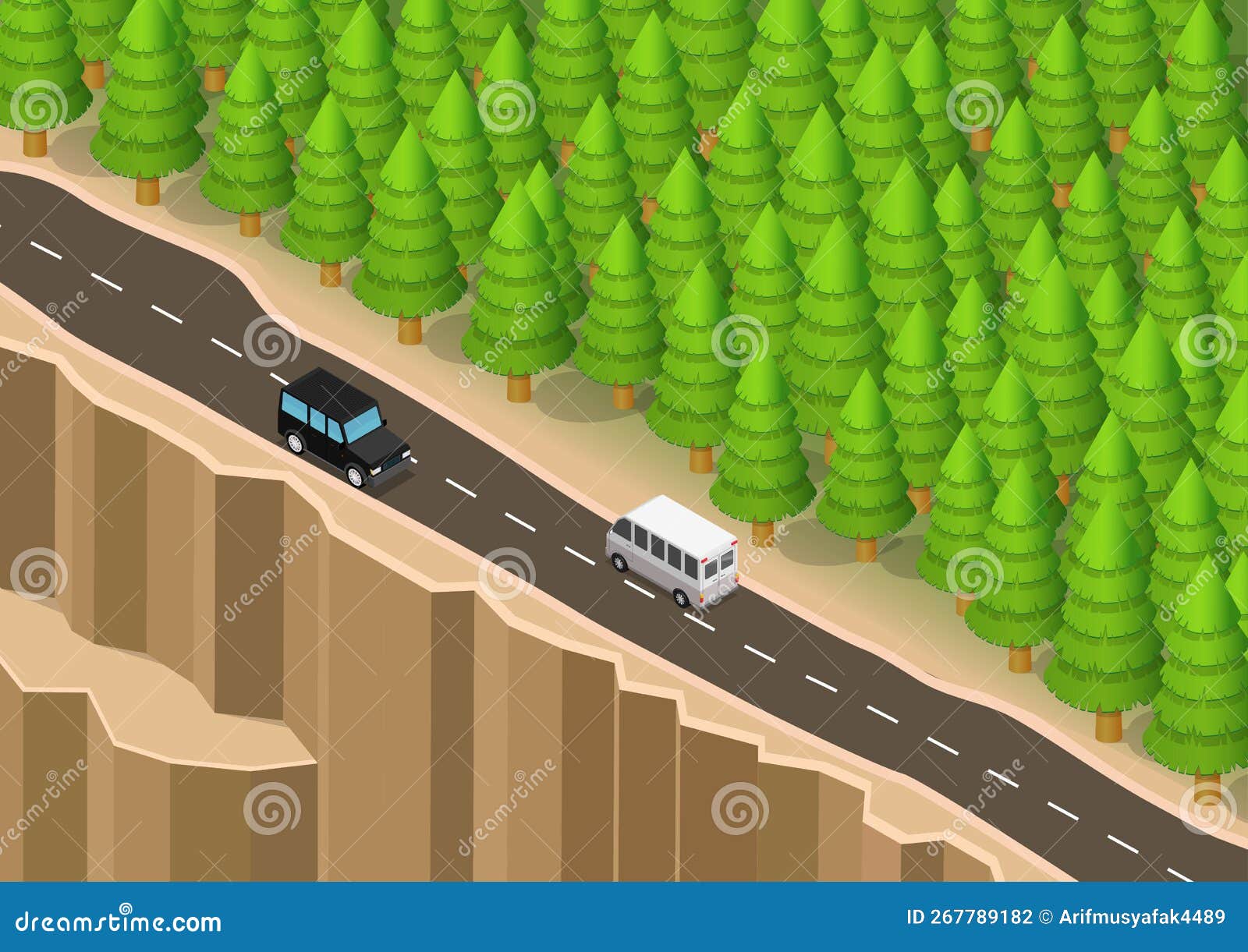 Isometric of a Car Driving on a Road Stock Vector - Illustration of ...