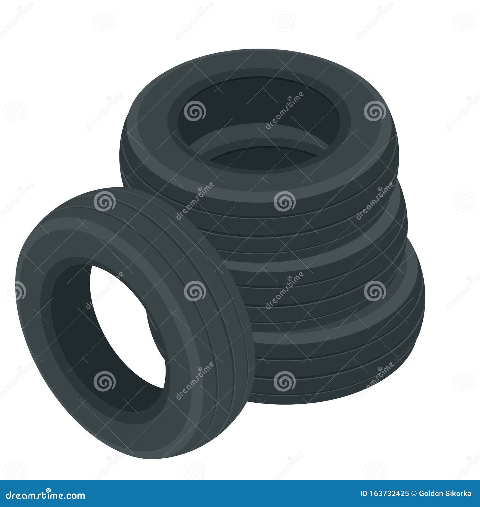 Isometric Car Tires Icon. Complete Set of Car Wheels, New Tires ...
