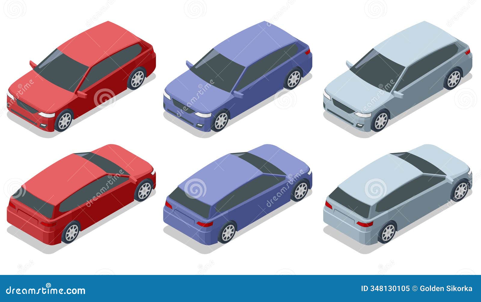 Isometric Compact Crossover, SUV, 5-door Station Wagon Car. Template ...