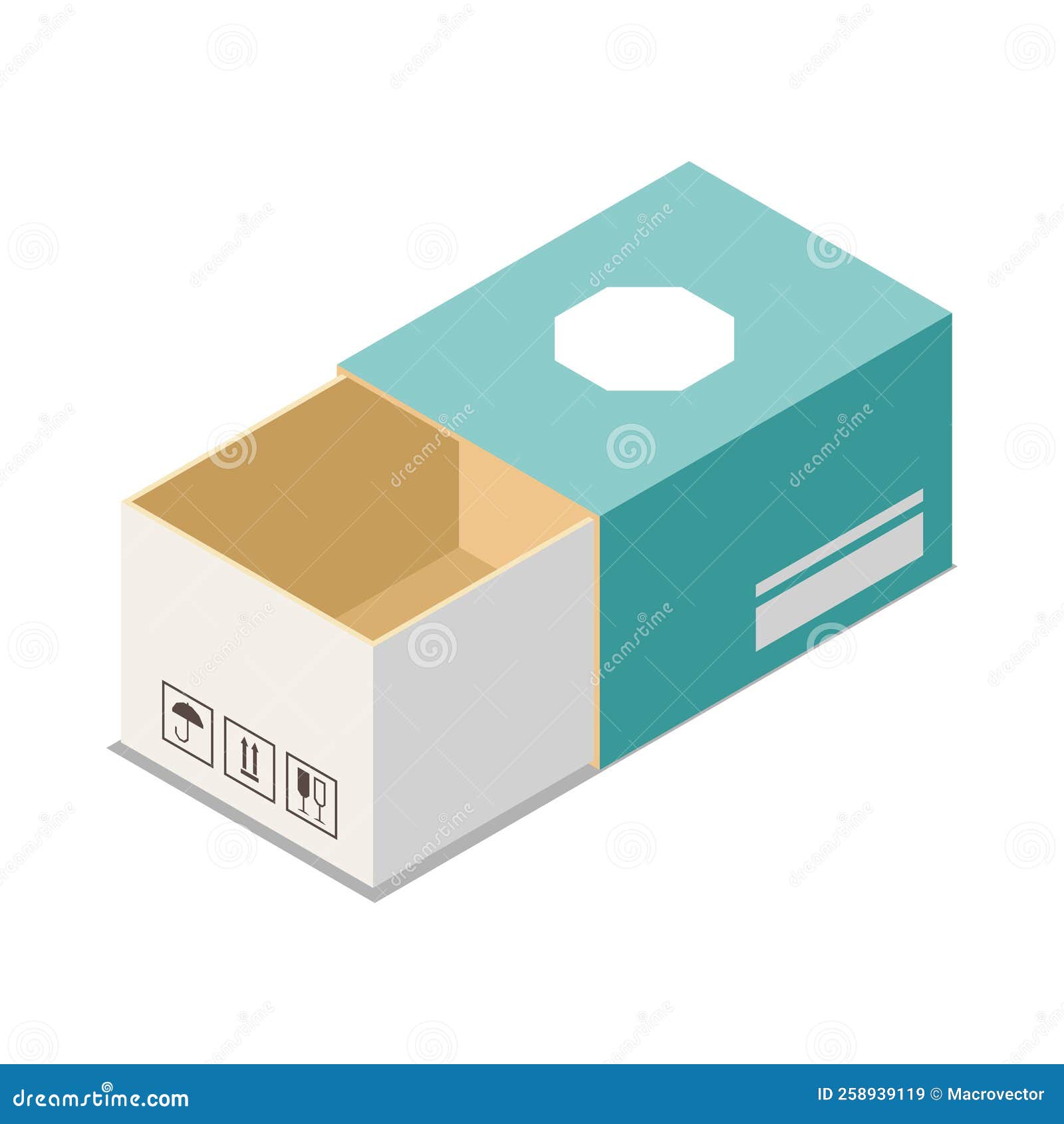 Isometric Cardboard Box stock illustration. Illustration of post ...