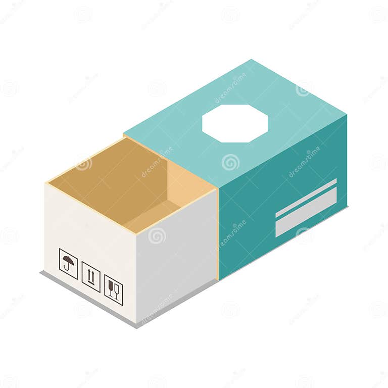Isometric Cardboard Box stock illustration. Illustration of post ...