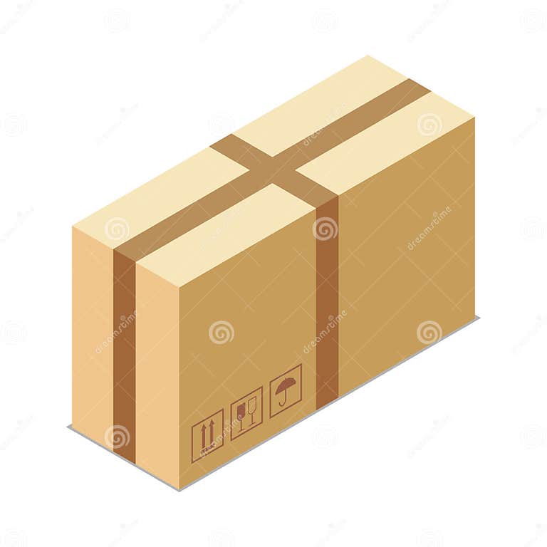 Isometric Cardboard Box stock vector. Illustration of cube - 261726255