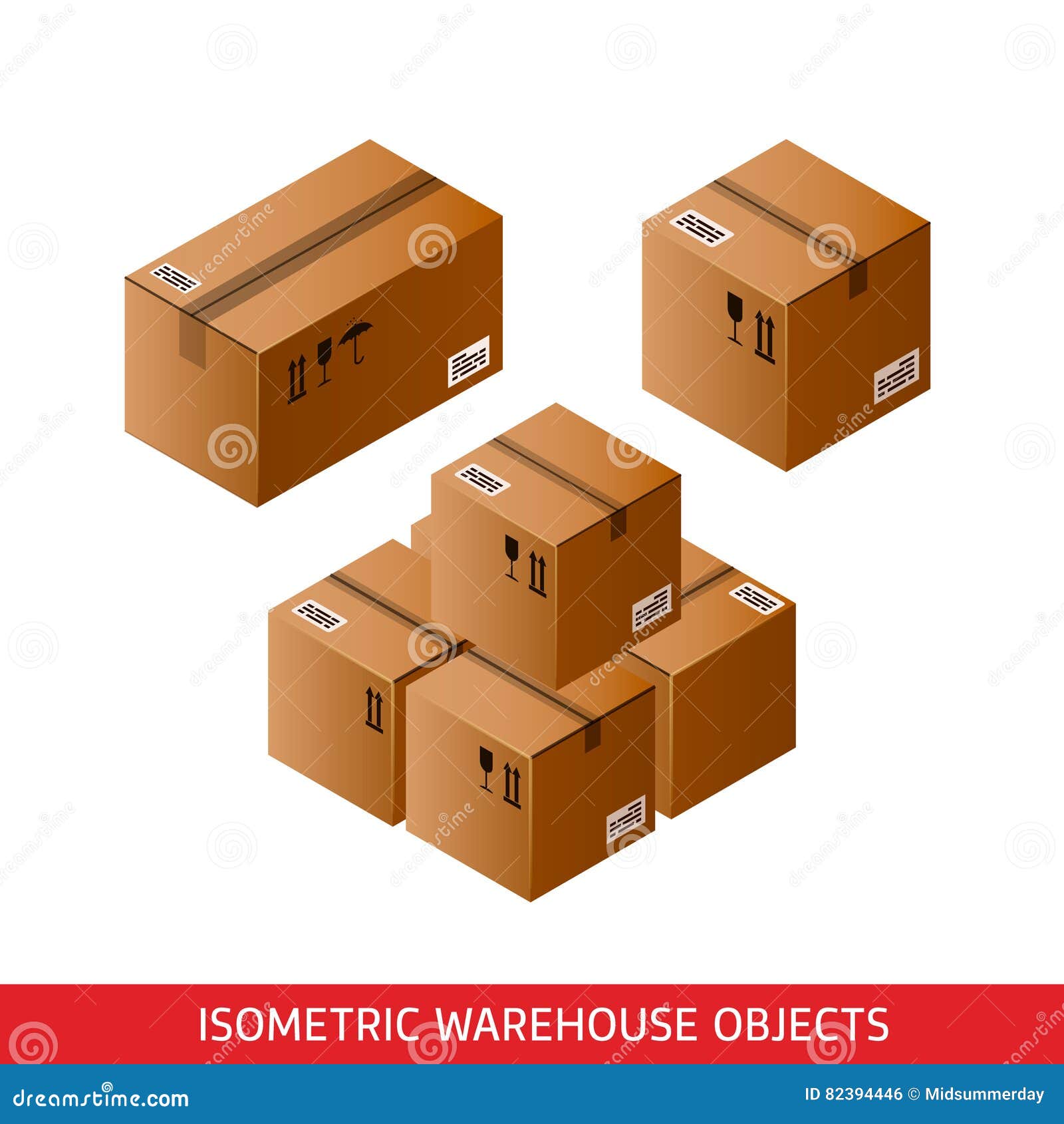 Isometric Cardboard Boxes Sealed with Tape Dispenser. Stock Vector ...