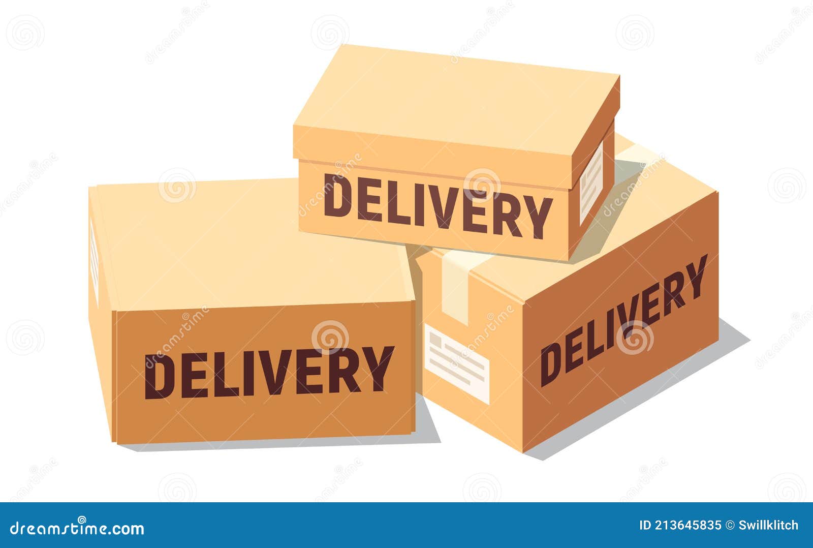 Isometric Cardboard Boxes Set For Delivery And Storage. Isolated Carton ...