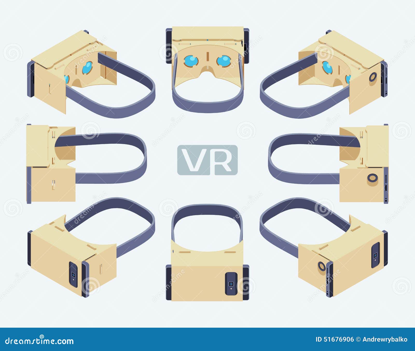 Isometric Cardboard Virtual Reality Headset Stock Vector - Illustration ...