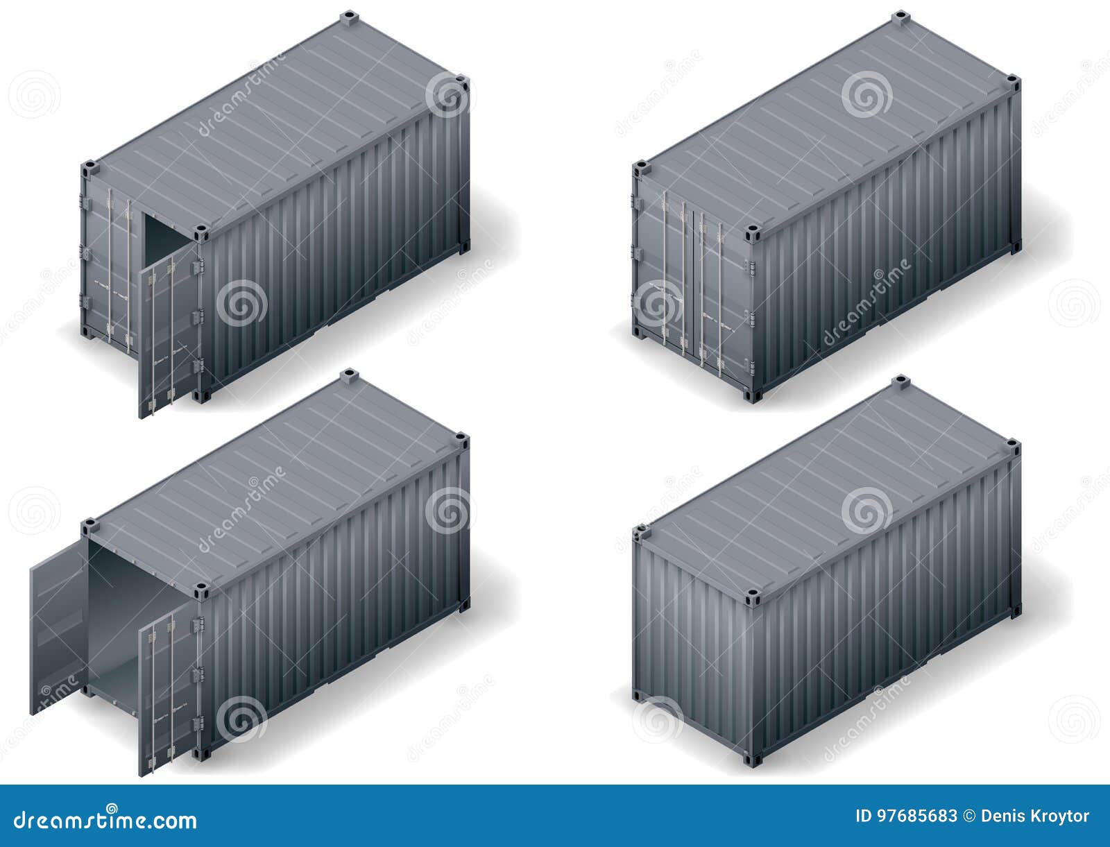 Isometric Cargo Container Set 2 Stock Vector - Illustration of freight ...