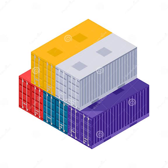Isometric Cargo Containers stock vector. Illustration of storehouse ...
