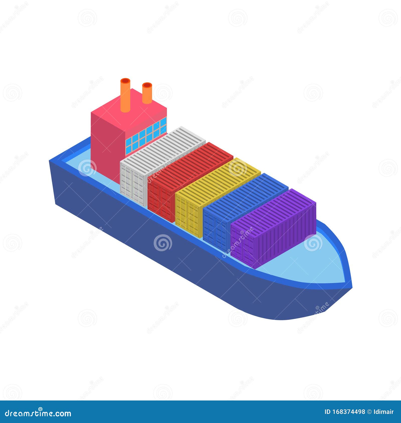 Isometric Cargo Ship with Container Flat Design. Delivery Service Stock ...