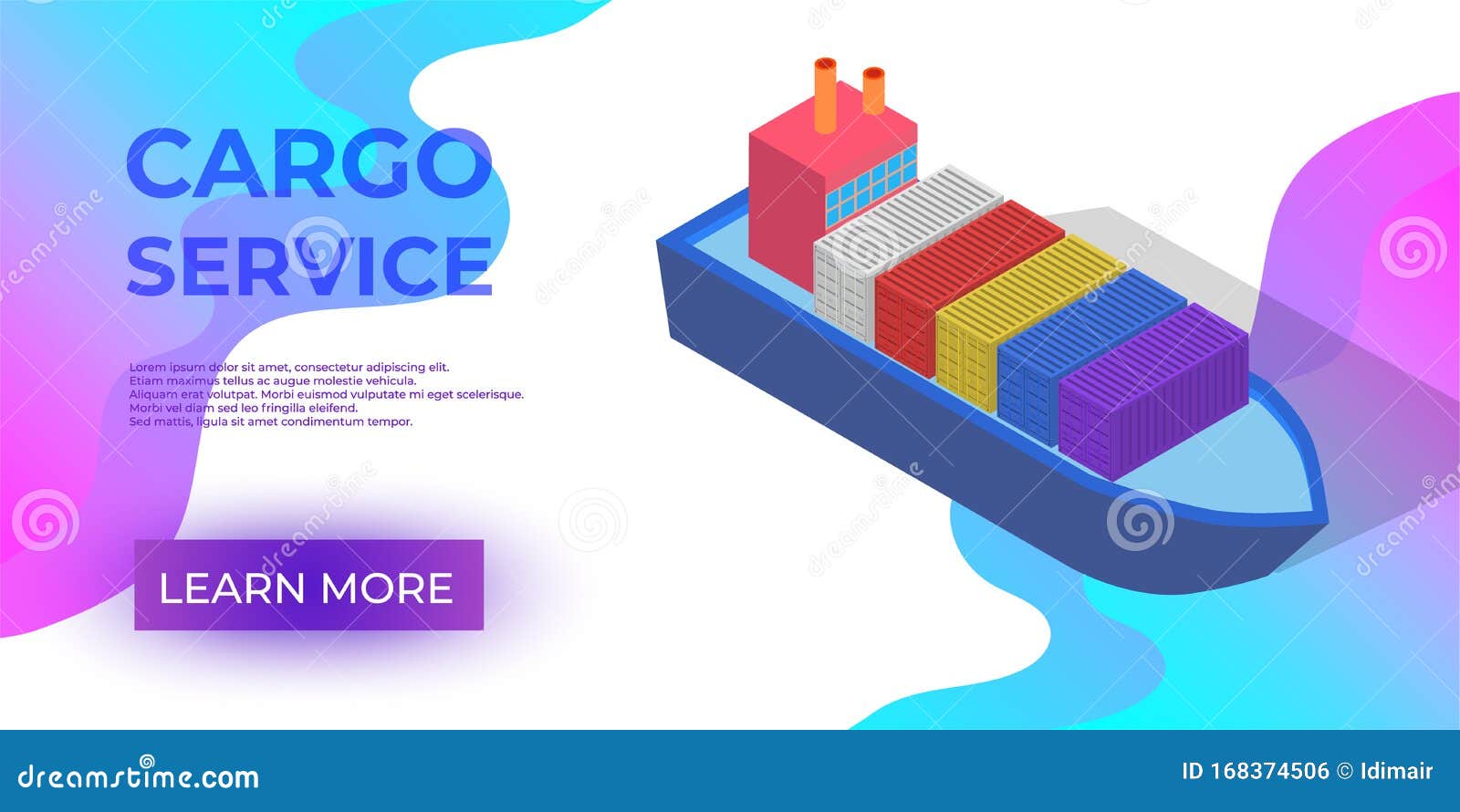 Isometric Cargo Ship with Container Flat Design. Delivery Service Stock ...