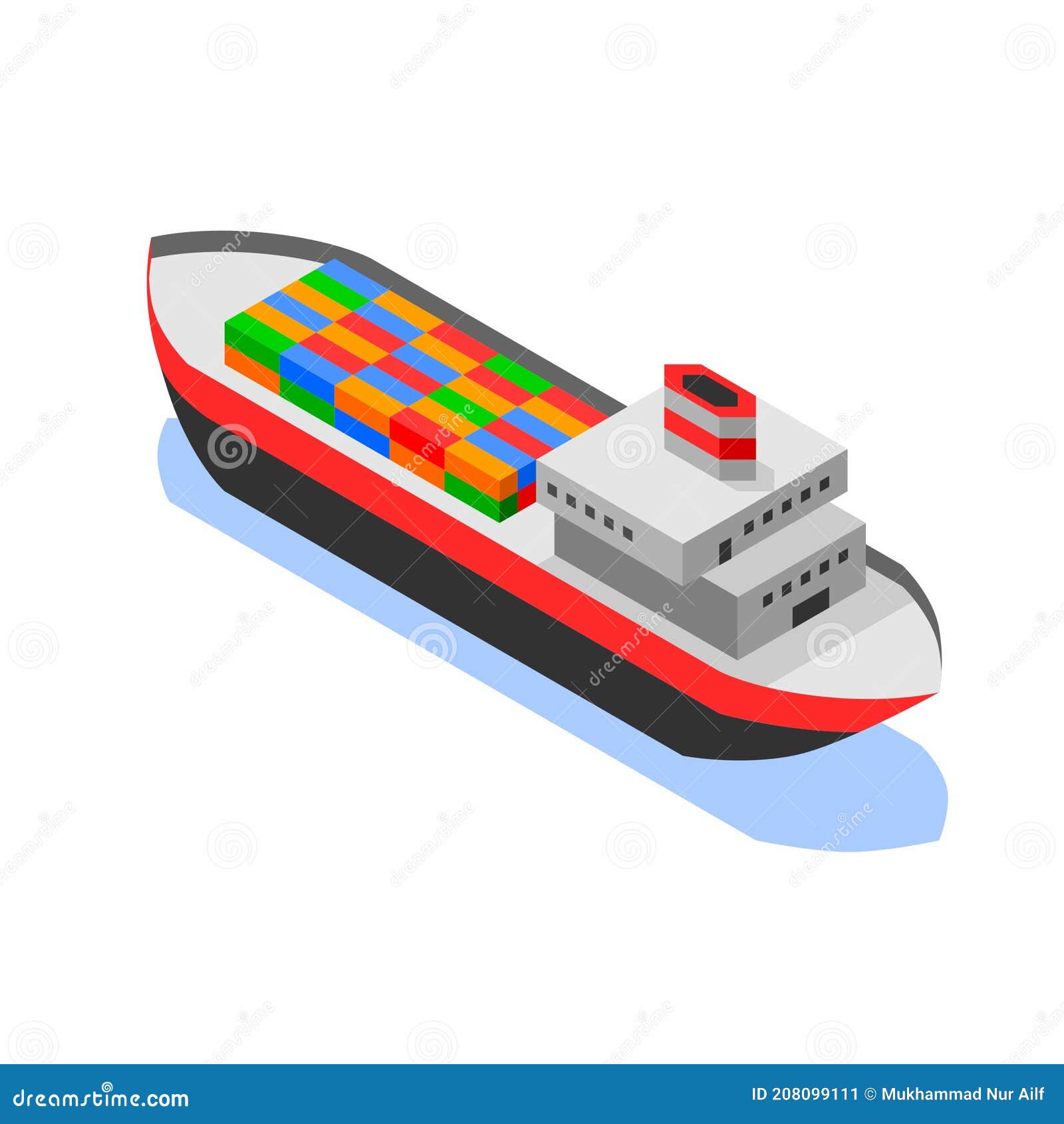 Isometric Cargo Ship Container with White Background. Transportation ...