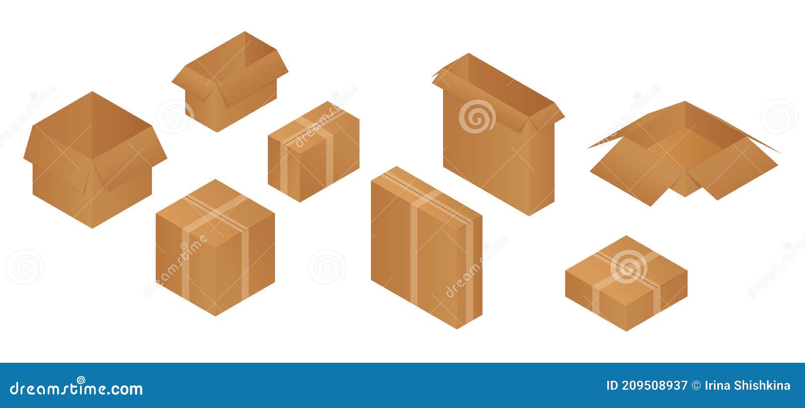 Isometric Carton Packaging Opened and Closed Box Stock Vector ...