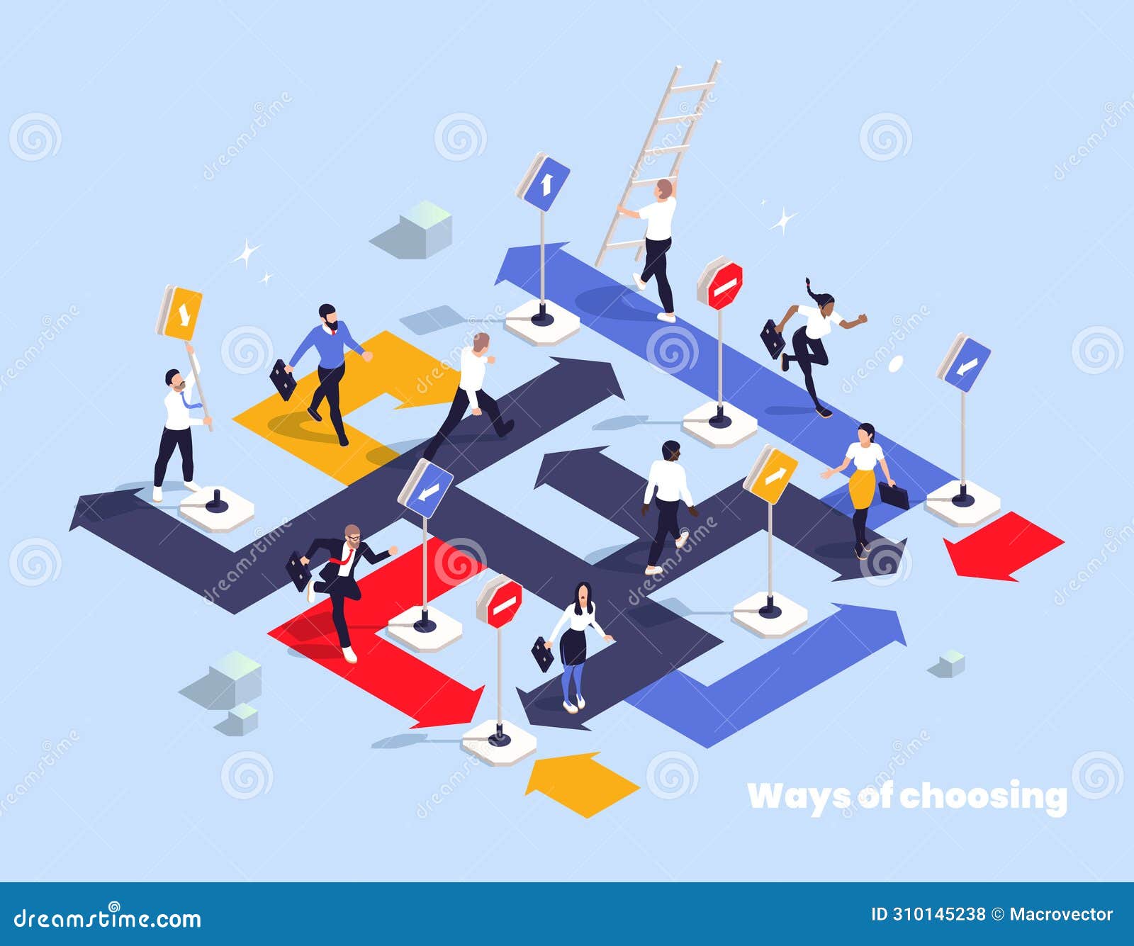 Isometric Cartoon Ways of Choosing Composition Stock Illustration ...