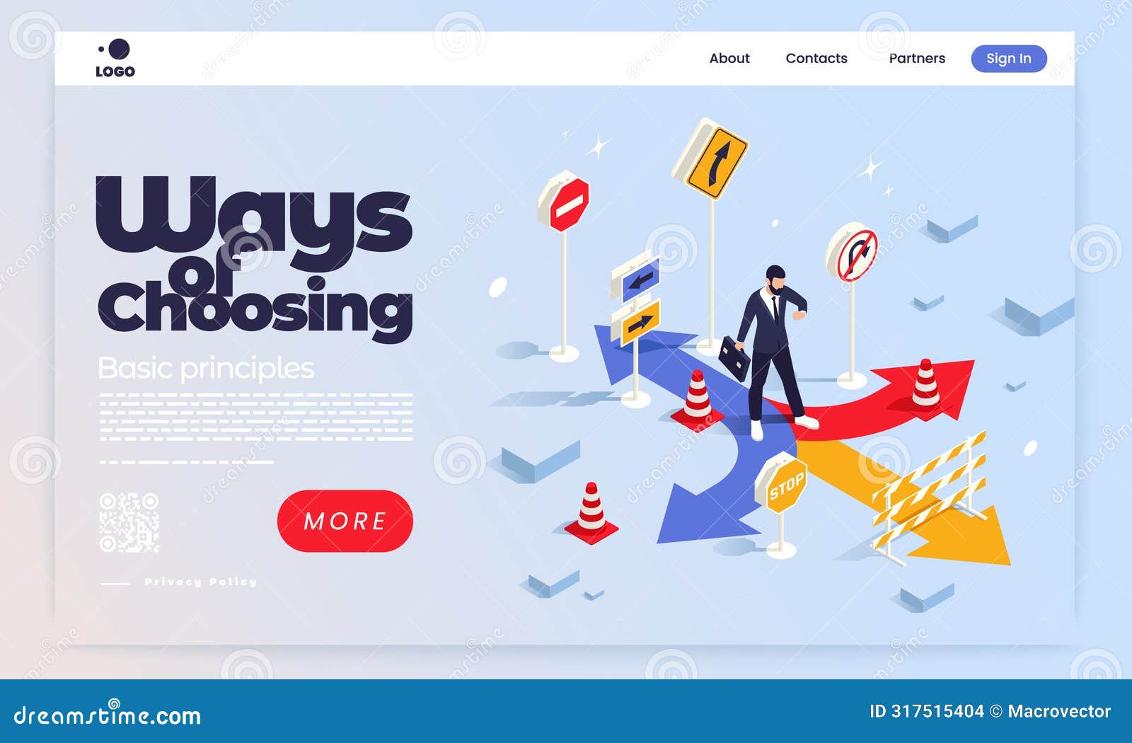 Isometric Cartoon Ways of Choosing Landing Page Stock Illustration ...