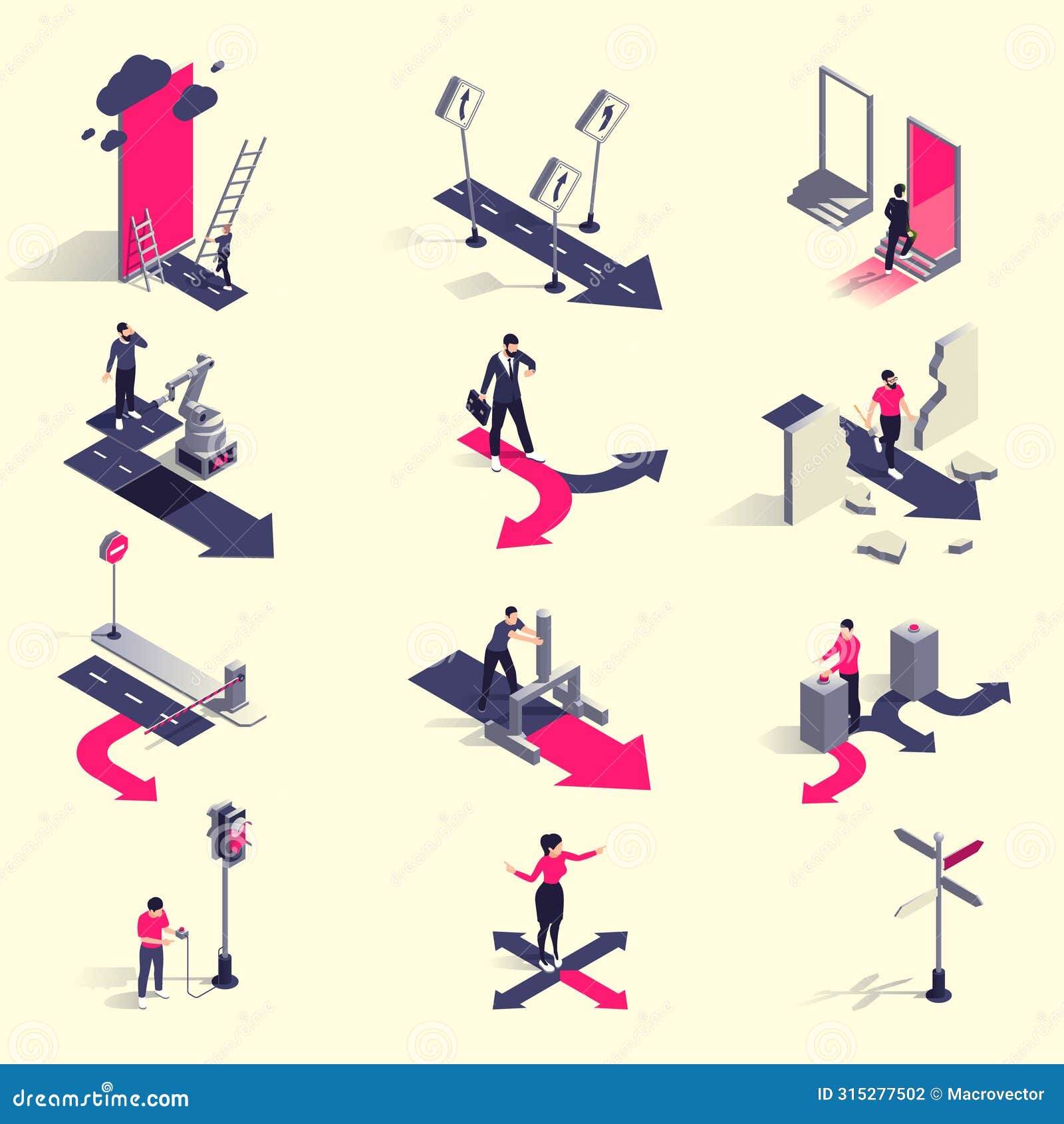 Isometric Cartoon Ways Of Choosing Infographics Royalty-Free Stock ...
