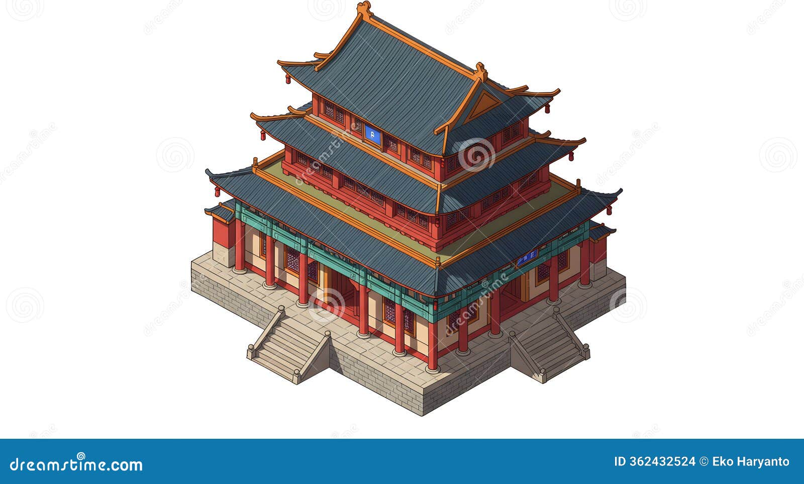 Isometric Castle China with the Unique Vibe Stock Illustration ...