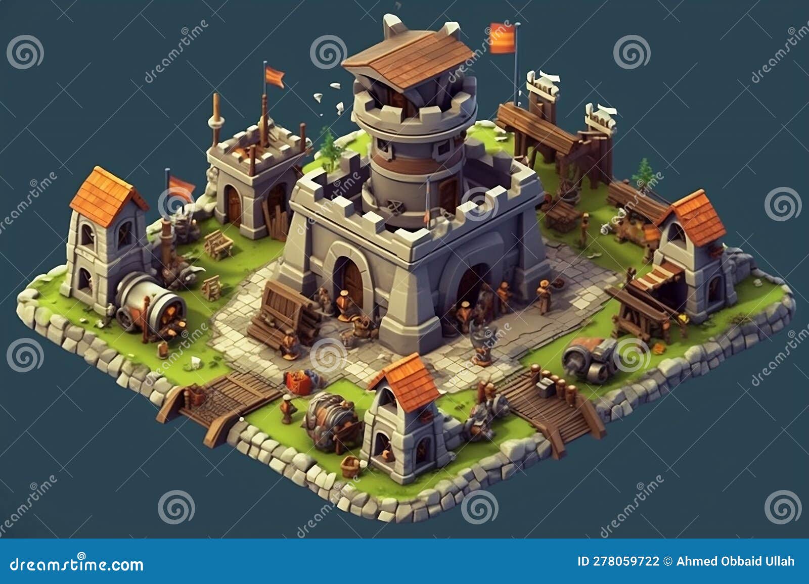 Isometric Castle for Game Asset. Generative Ai Stock Illustration ...