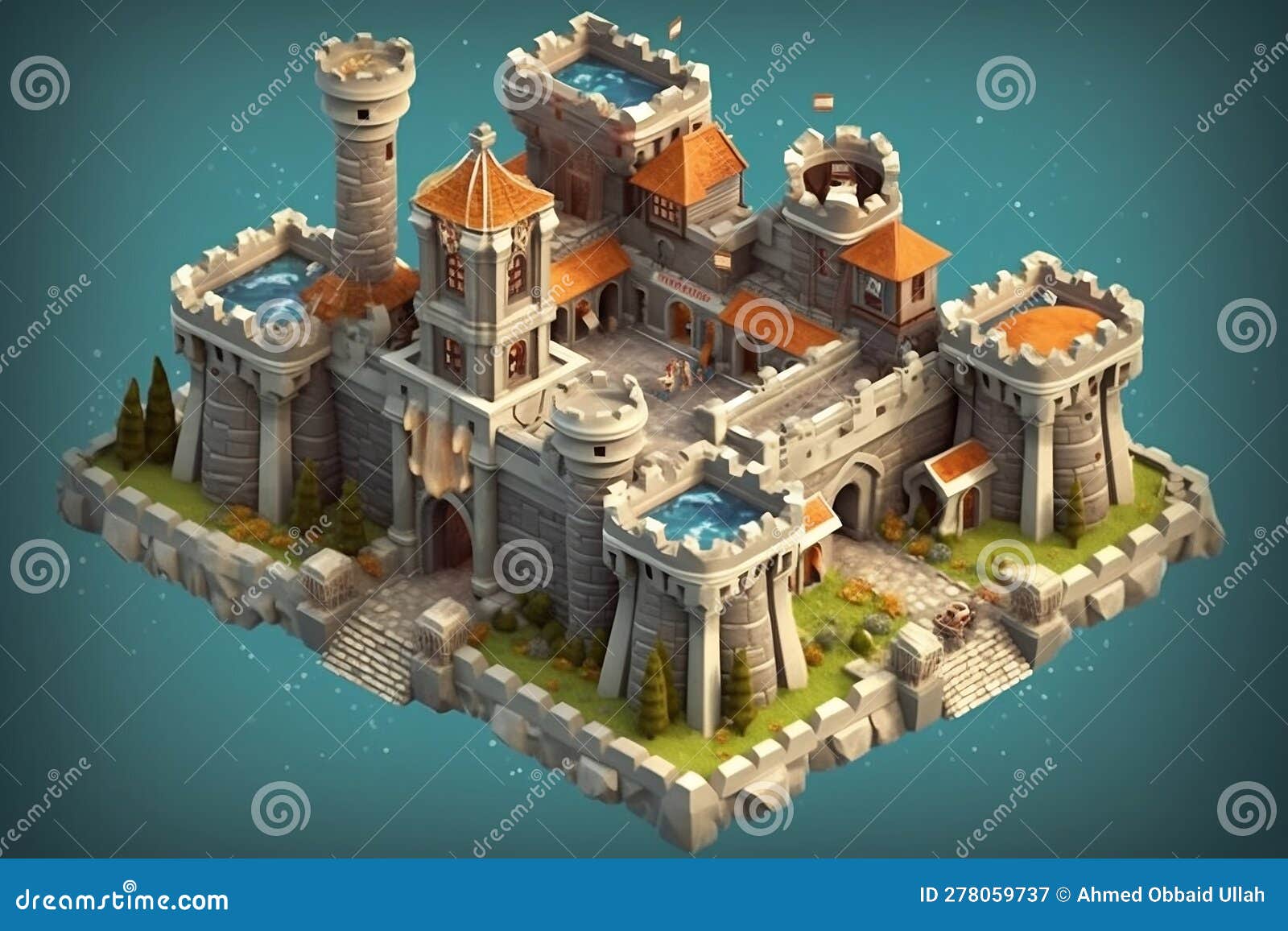 Isometric Castle for Game Asset. Generative Ai Stock Illustration ...