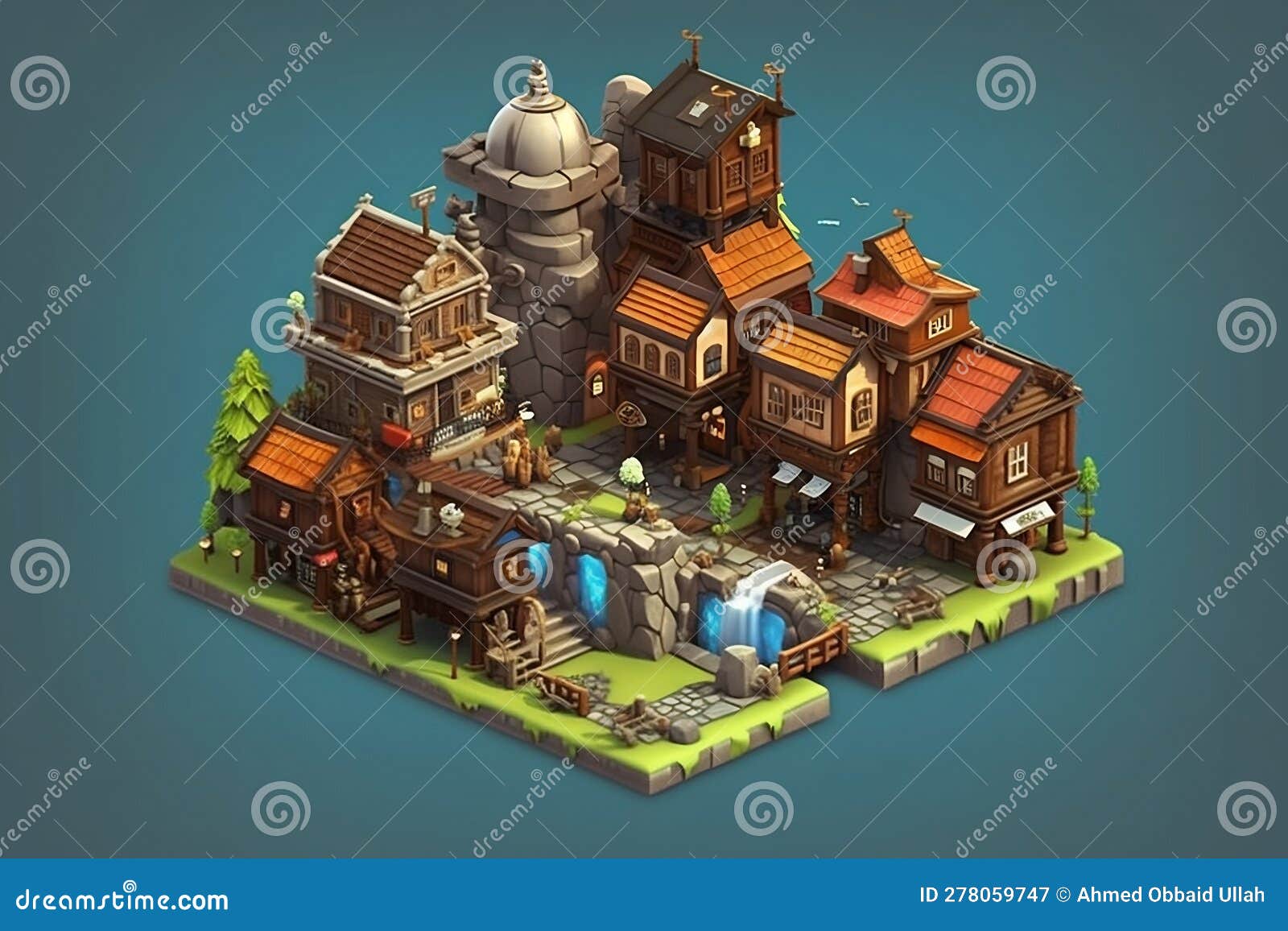 Isometric Castle for Game Asset. Generative Ai Stock Illustration ...
