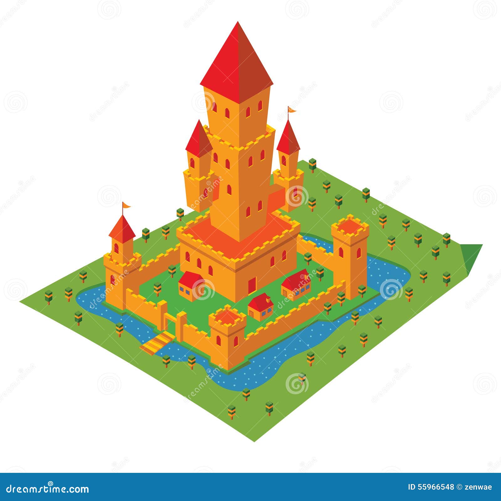 Isometric castle stock vector. Illustration of isometric - 55966548