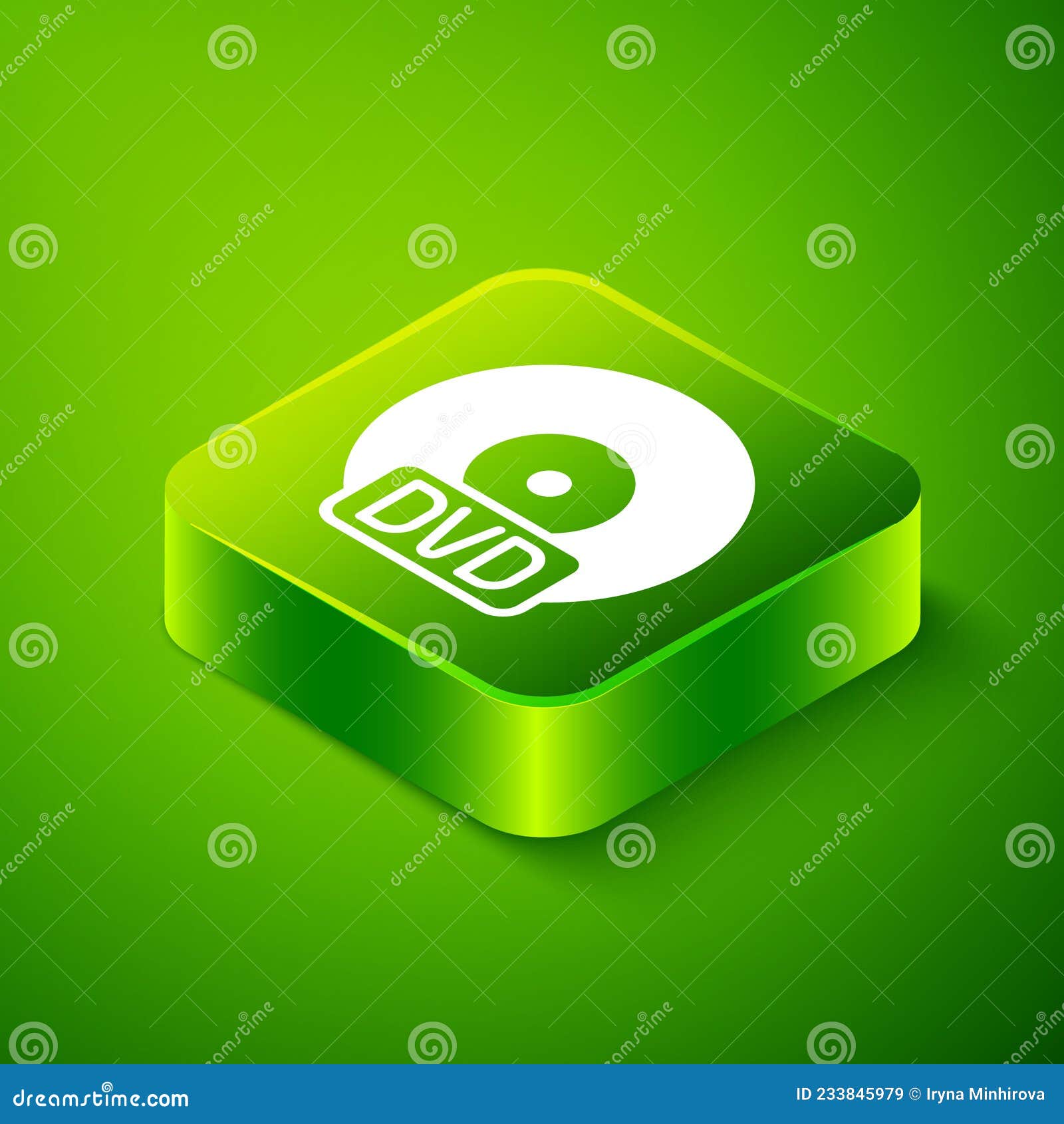 Isometric CD or DVD Disk Icon Isolated on Green Background. Compact ...