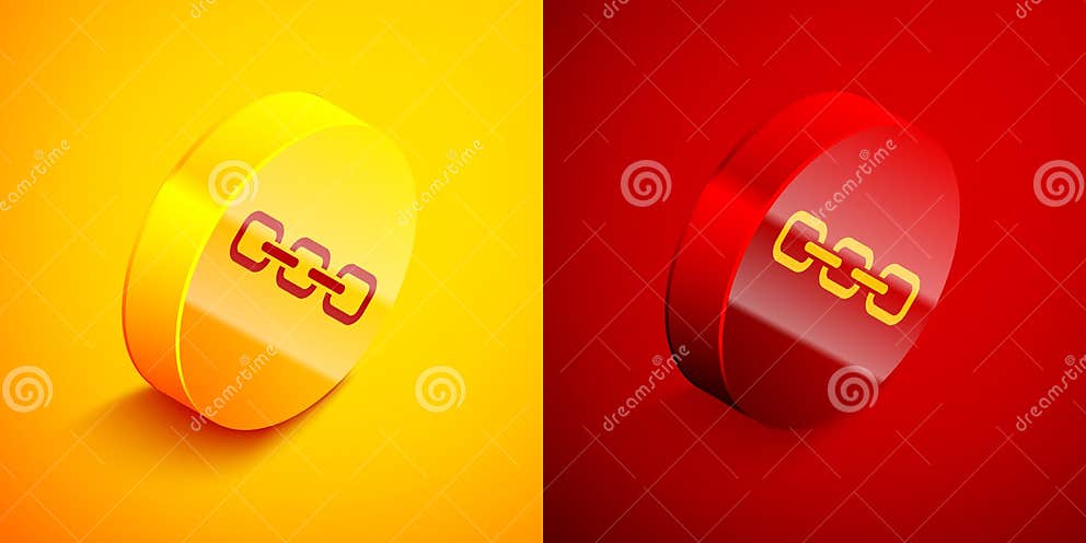 Isometric Chain Link Icon Isolated on Orange and Red Background. Link ...