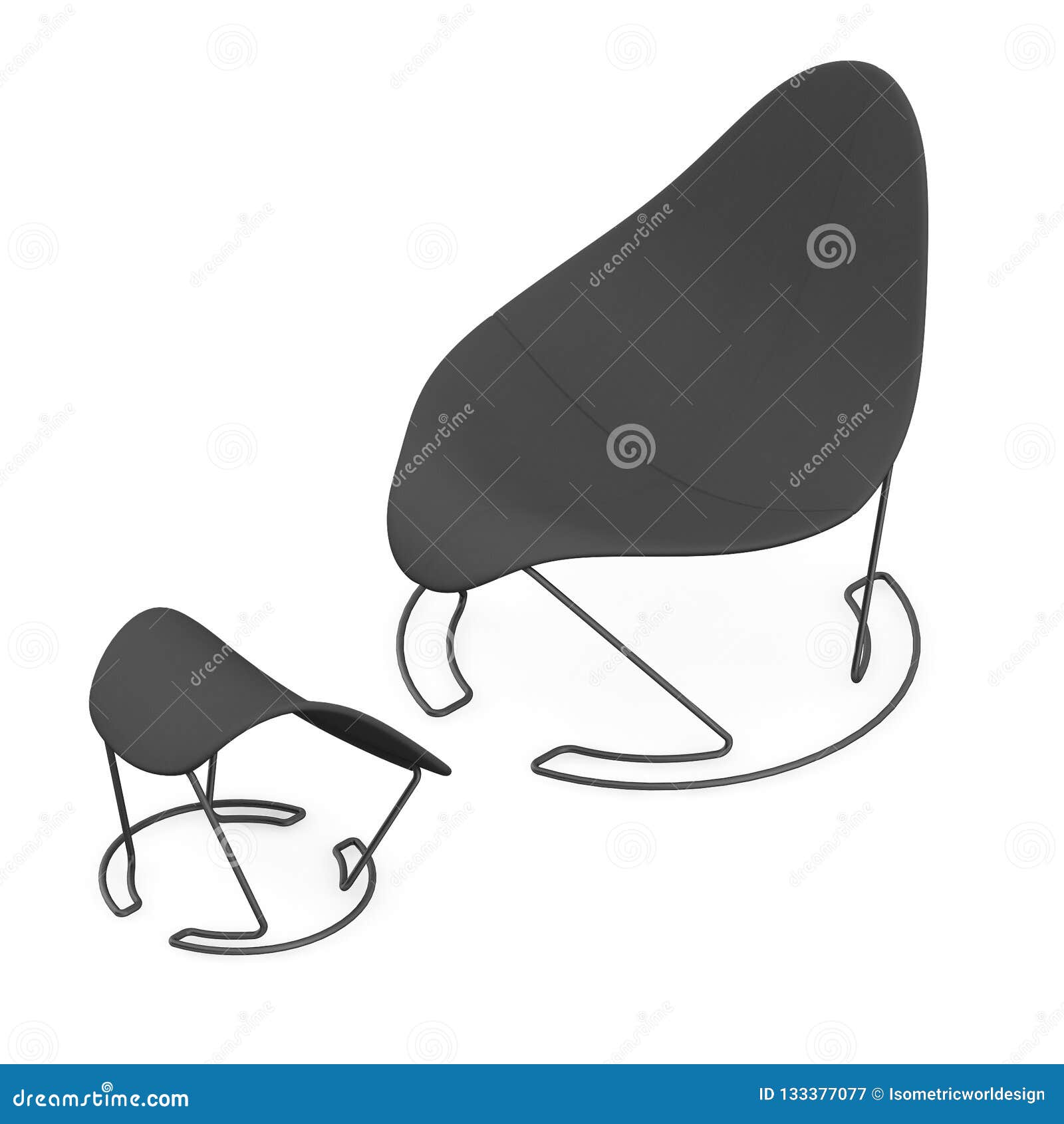 Isometric Chair 3D Rendering Stock Illustration - Illustration of ...