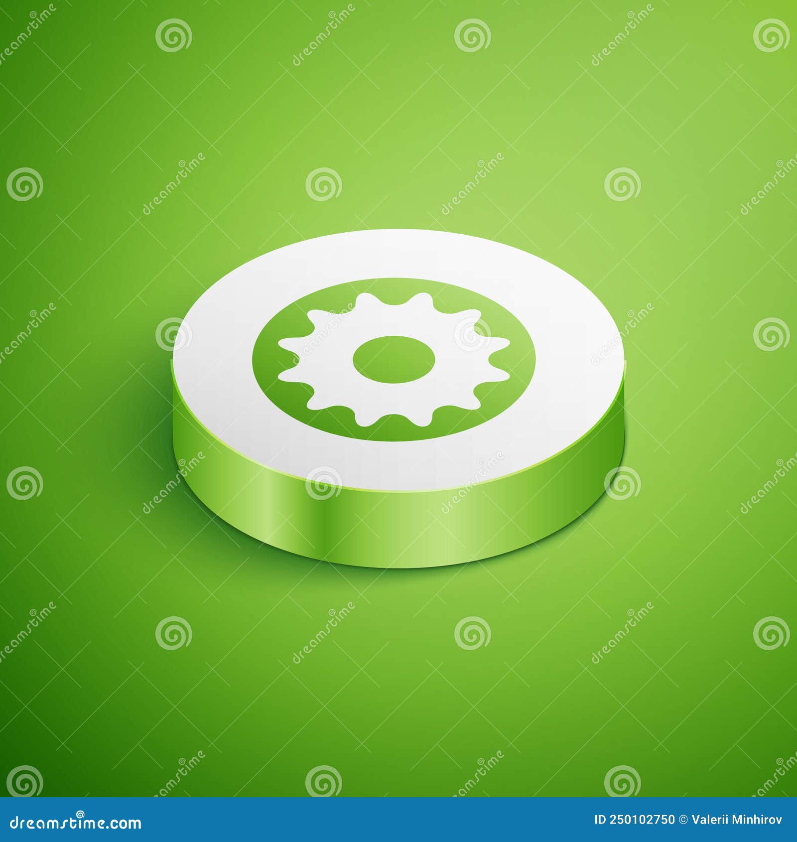 Isometric Chakra Icon Isolated on Green Background. White Circle Button ...