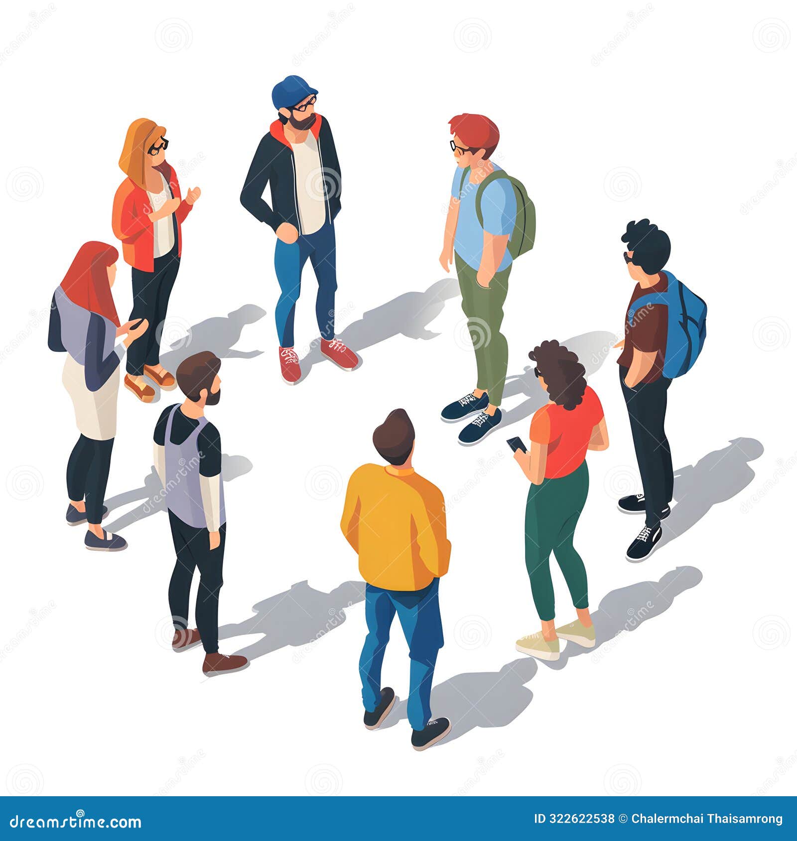 Isometric Character Design Group of People Talking,vector Graphic by ...