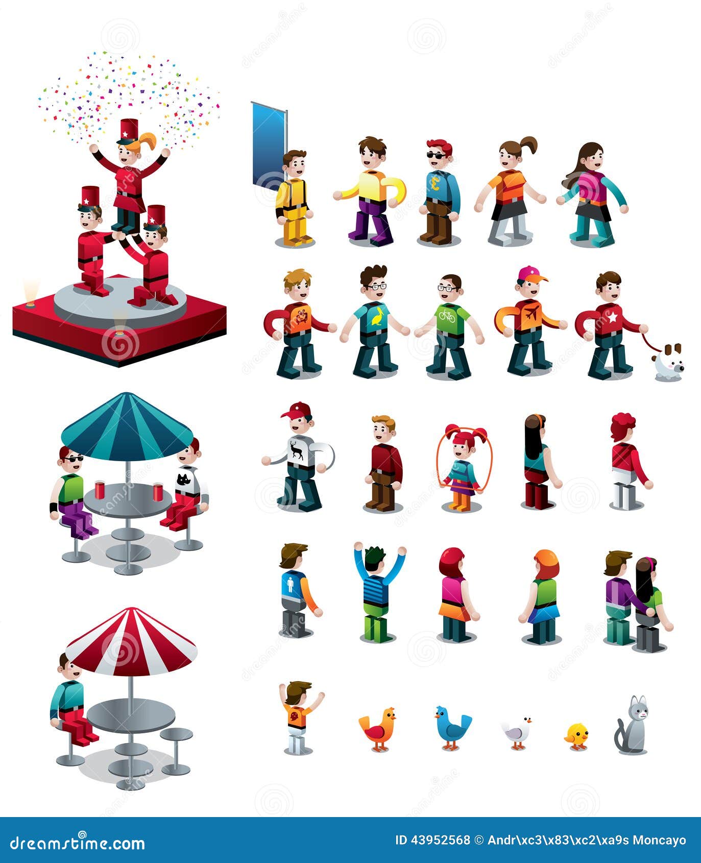 Isometric Characters and Animals Set Vector Stock Vector - Illustration ...