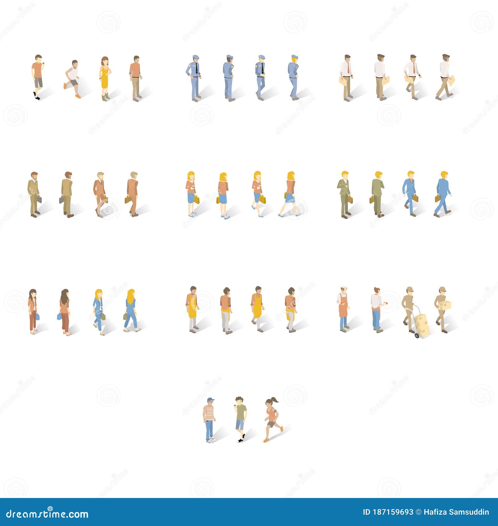 Isometric Set Characters, Young Entrepreneurs Cartoon Vector ...