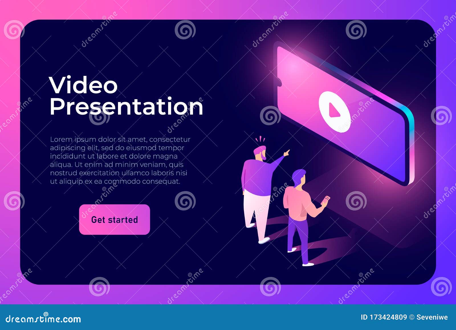 Isometric Characters Watching on Presentation Screen. Isometric 3d ...