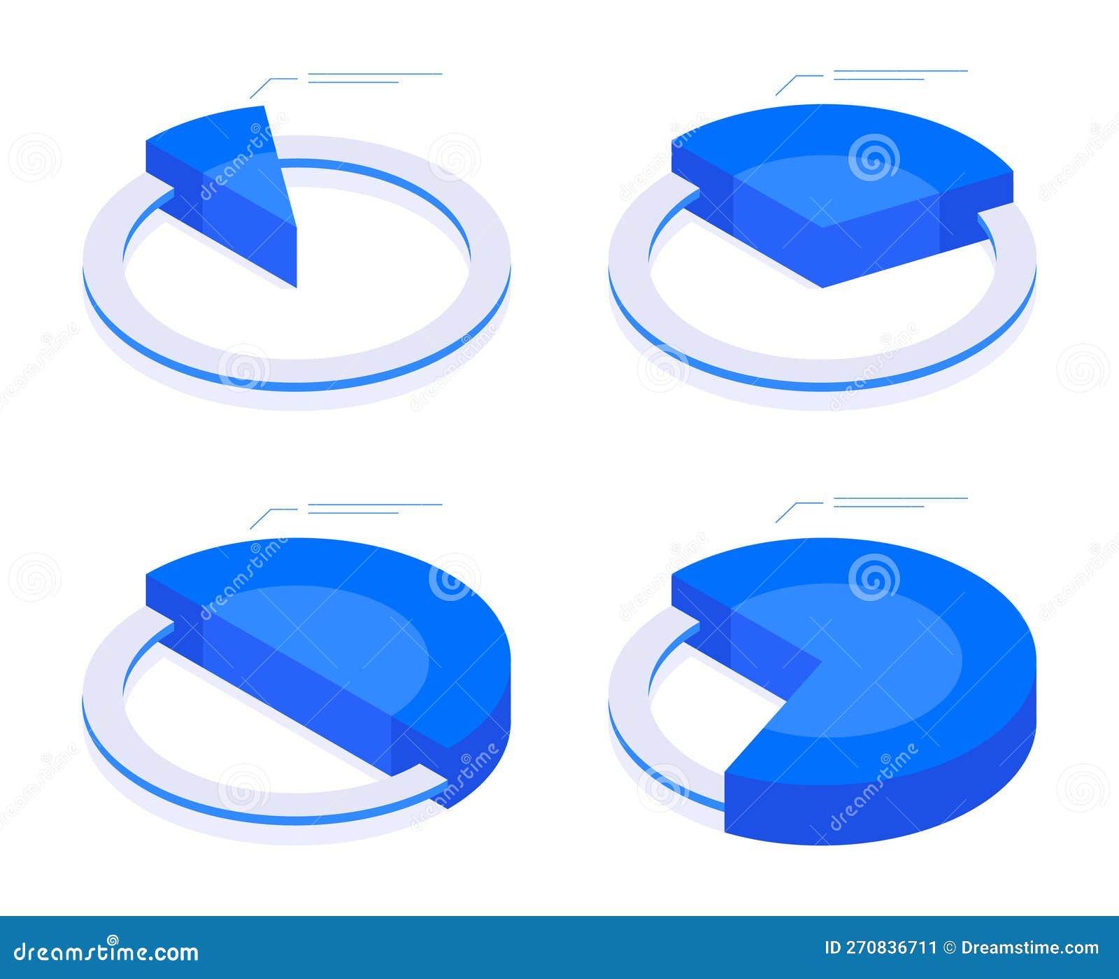 Isometric Chart Pies. Round Percent Infographic Diagram, Circle Pie ...