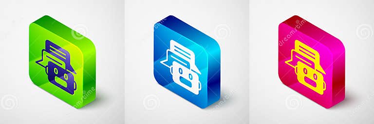 Isometric Chat Bot Icon Isolated on Grey Background. Chatbot Icon ...