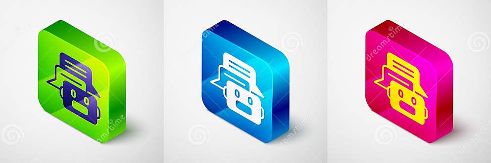 Isometric Chat Bot Icon Isolated on Grey Background. Chatbot Icon ...