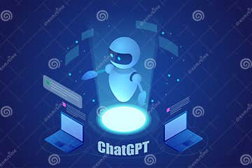 Isometric ChatGPT Concept. Artificial Intelligence Chatbot, Machine ...