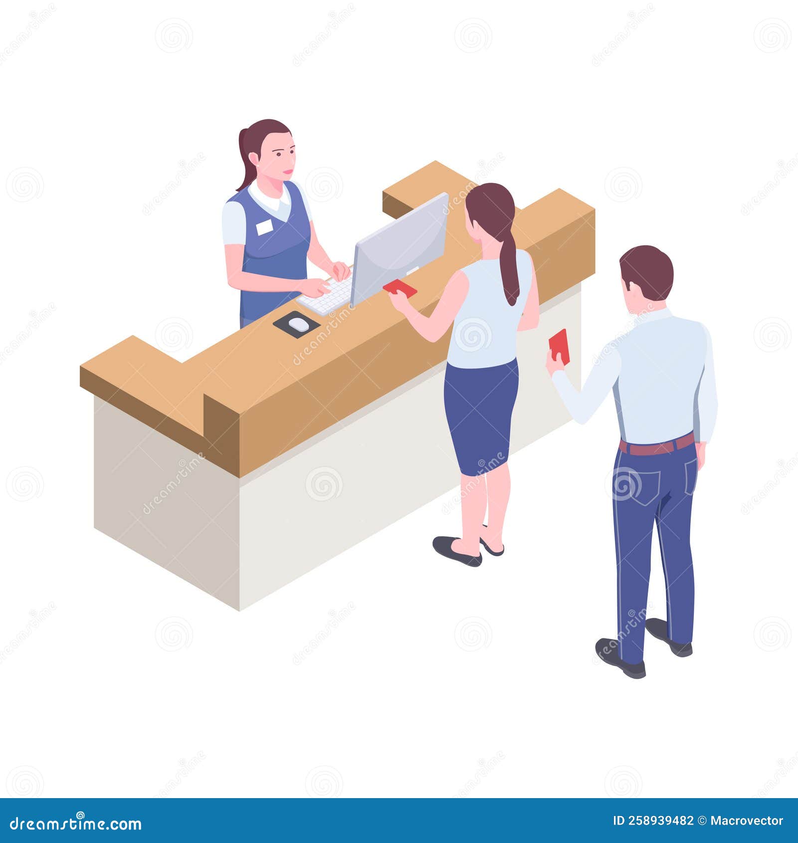 Isometric Check in Counter stock vector. Illustration of facility ...