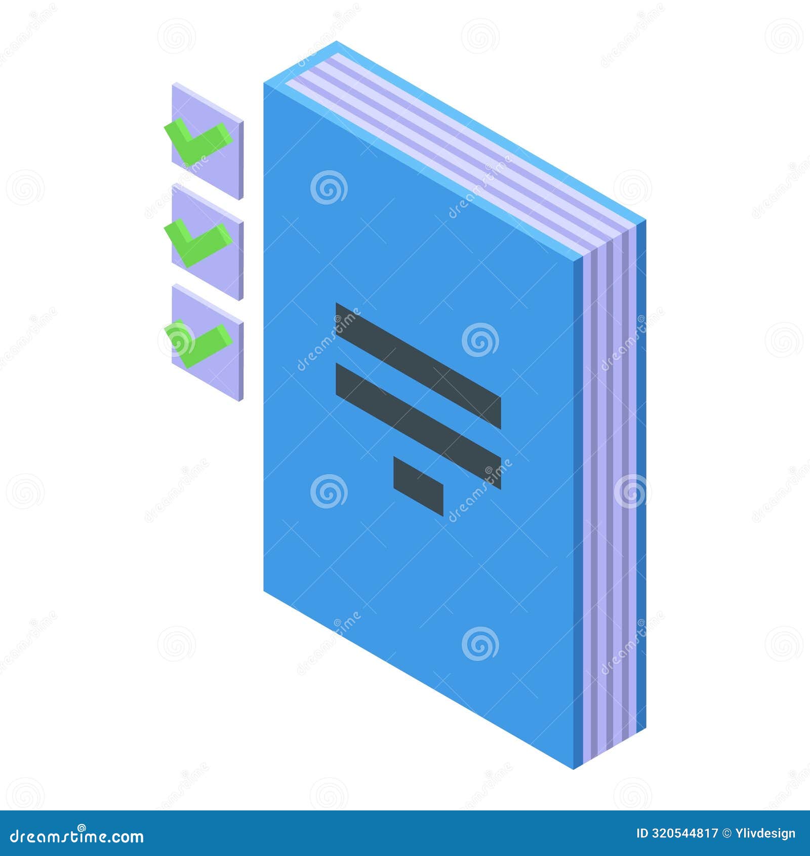 Isometric Checklist with Blue Document Concept Stock Vector ...