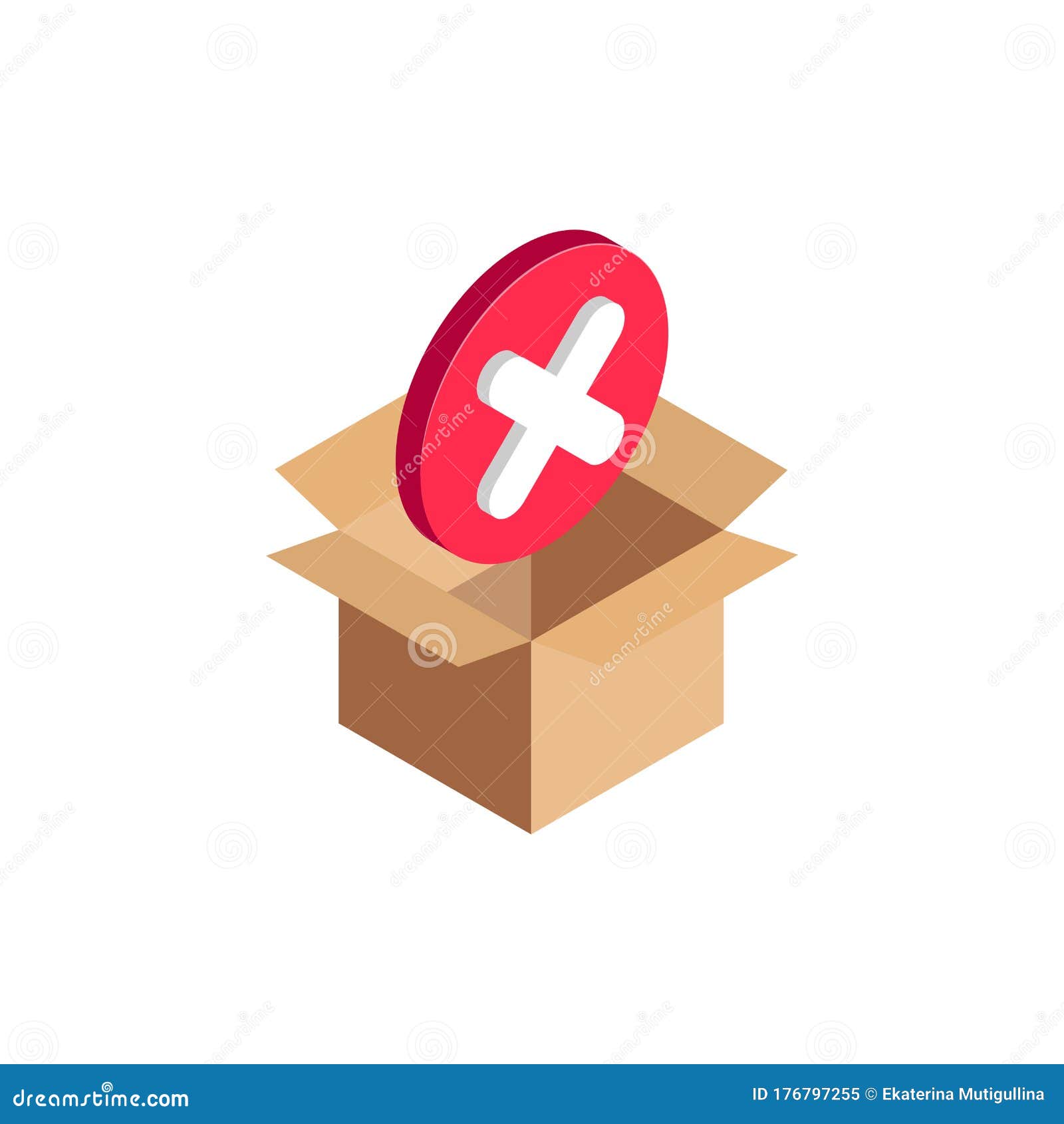 Isometric Checkmark Cross Symbol in Box Stock Vector - Illustration of ...