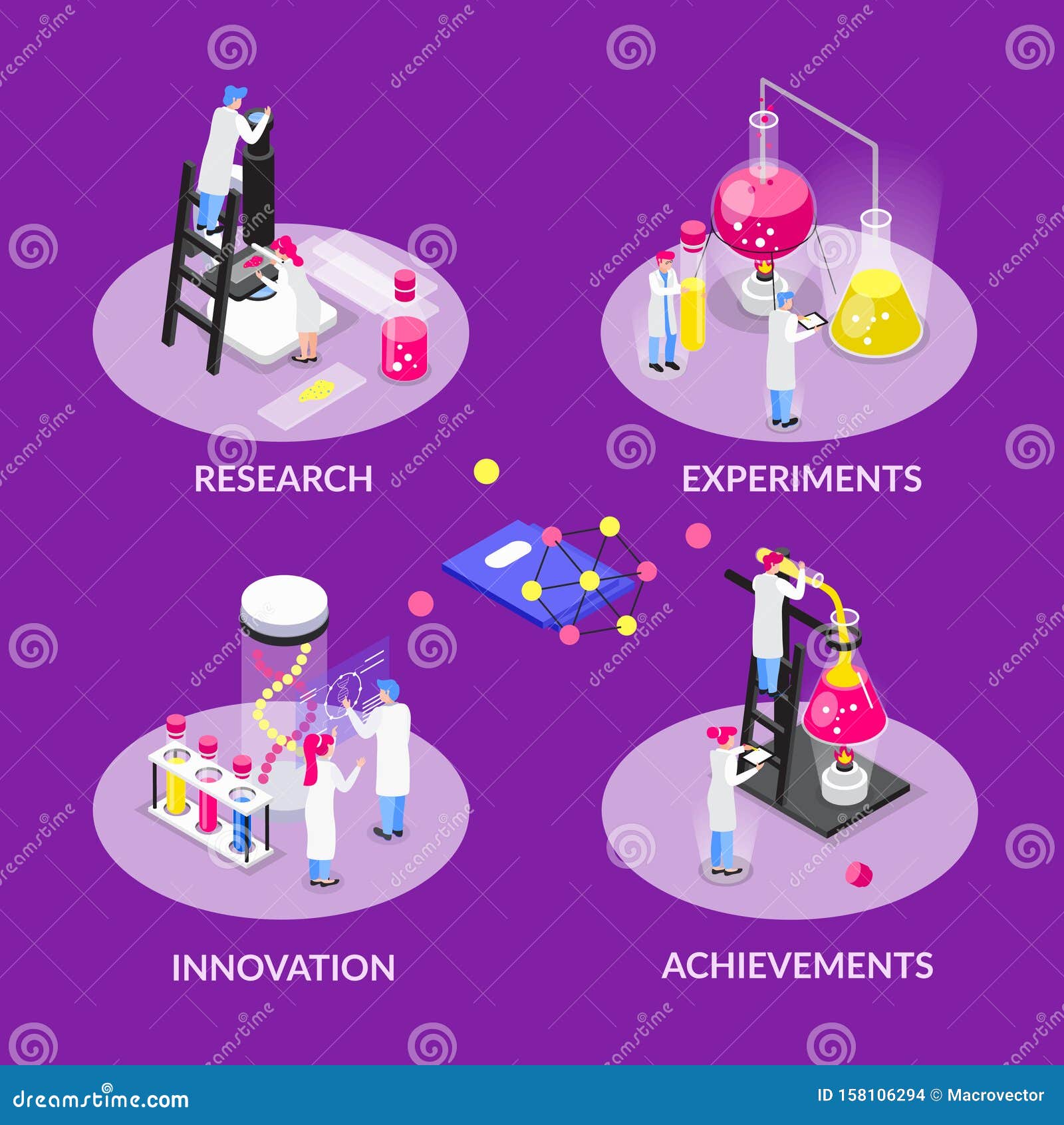 Isometric Chemistry Design Concept Stock Vector - Illustration of ...