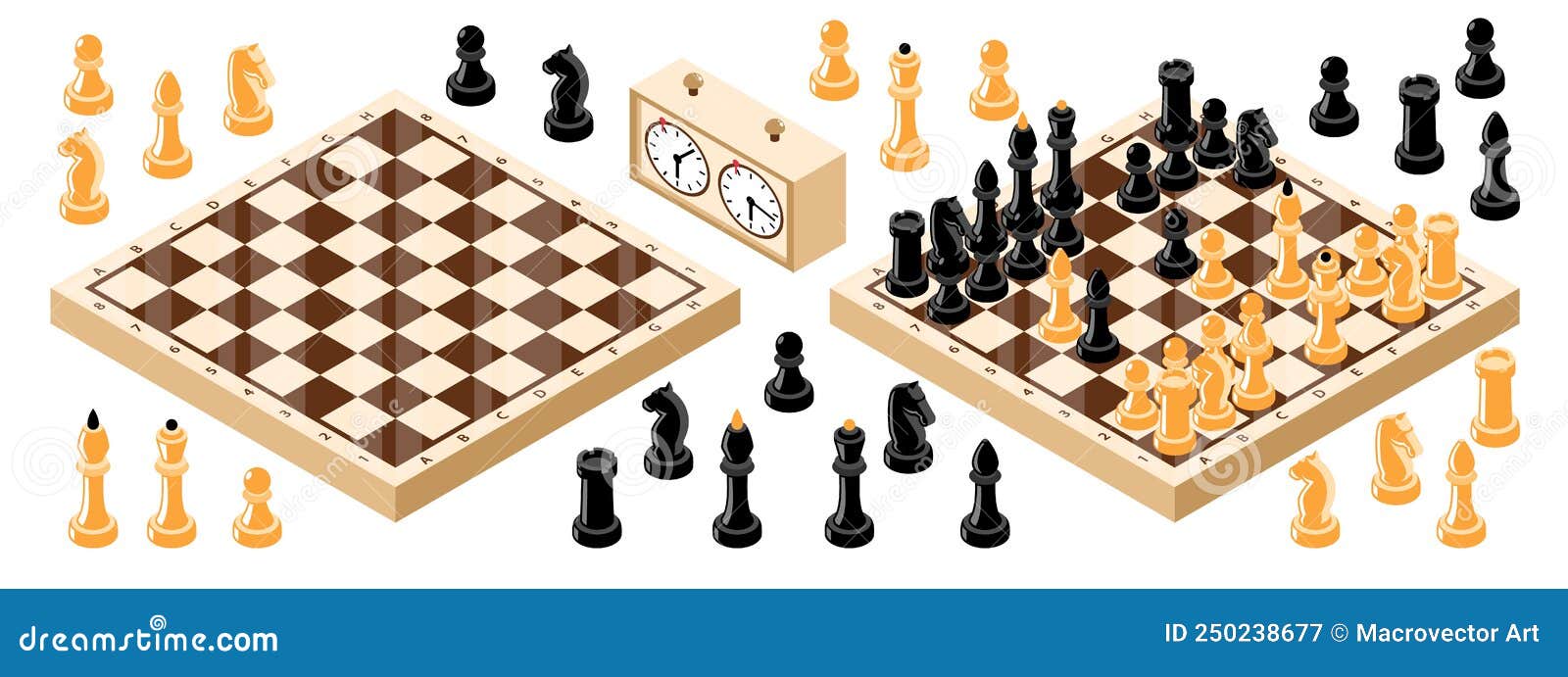 Isometric Chess Board Set stock vector. Illustration of competition ...