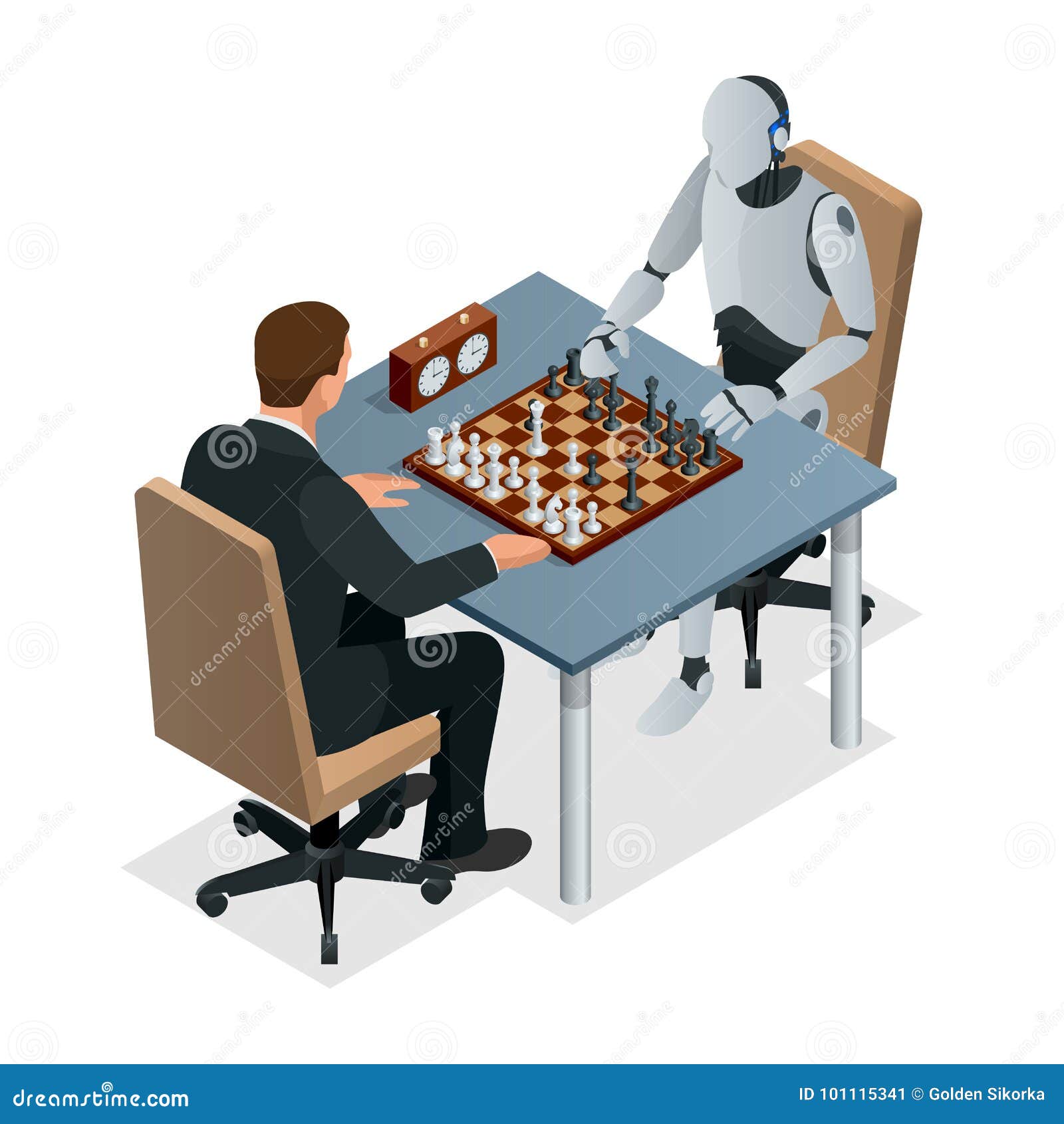 Isometric Chess Game with Artificial Intelligence Concept. Artificial ...