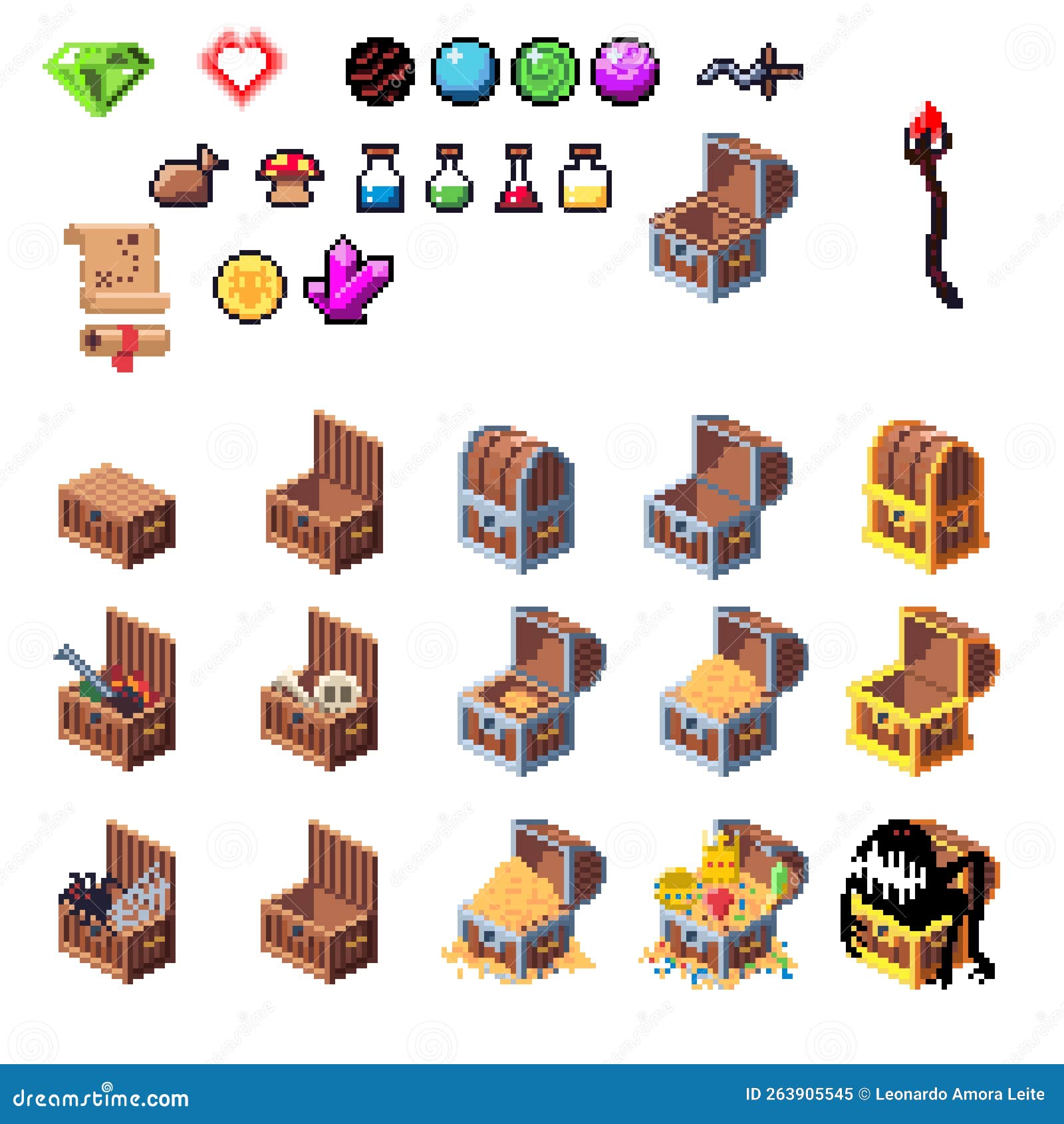 Isometric Chests In Pixel Art And Some Itens For Use In Your Game ... Isometric Chests In Pixel Art And Some Itens For Use In Your Game ...