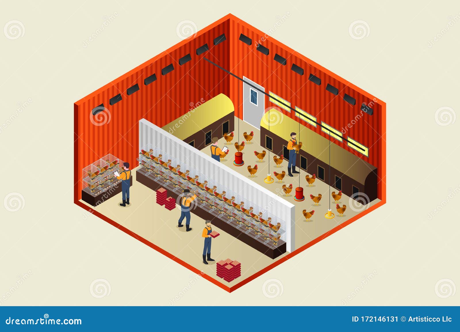 Isometric Chicken Coop Farm Vector Illustration Stock Vector ...