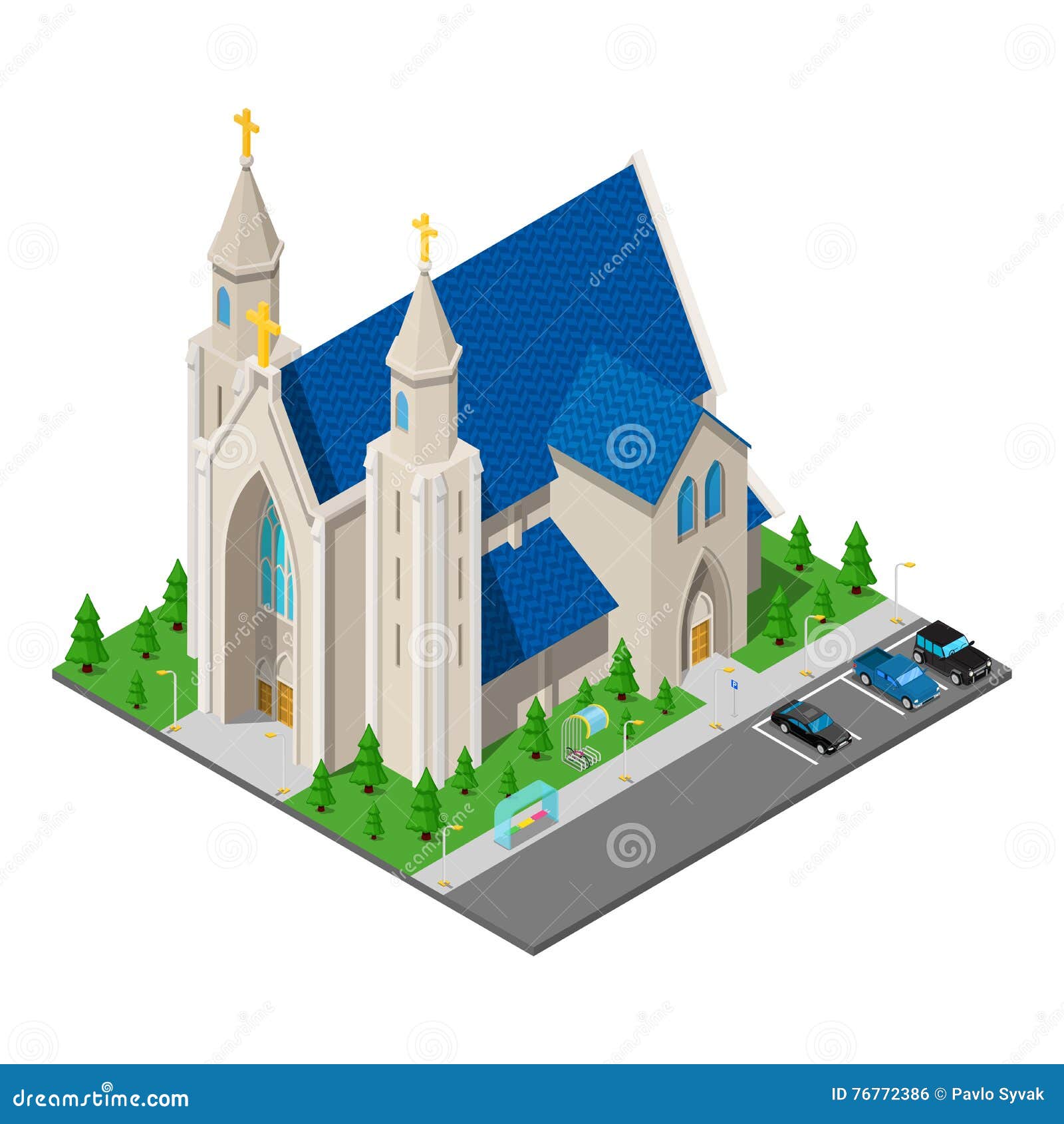Isometric Christian Catholic Church Building Stock Vector ...