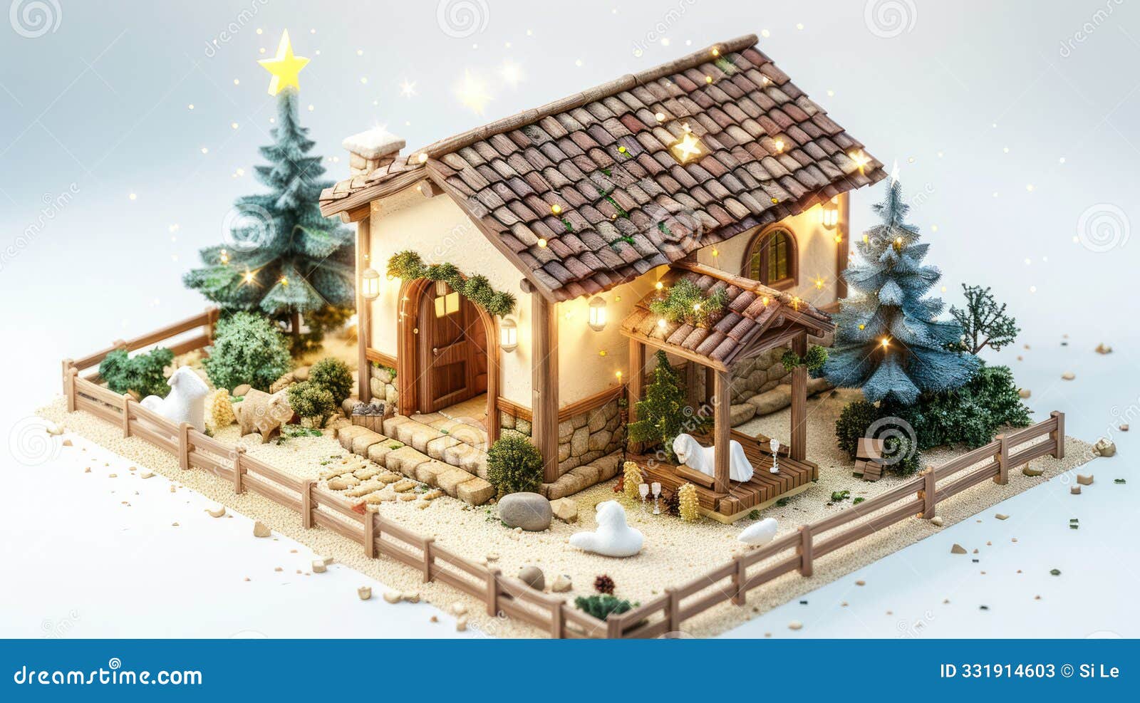 Isometric Christmas Nativity in Cube: a Peaceful Scene Stock ...