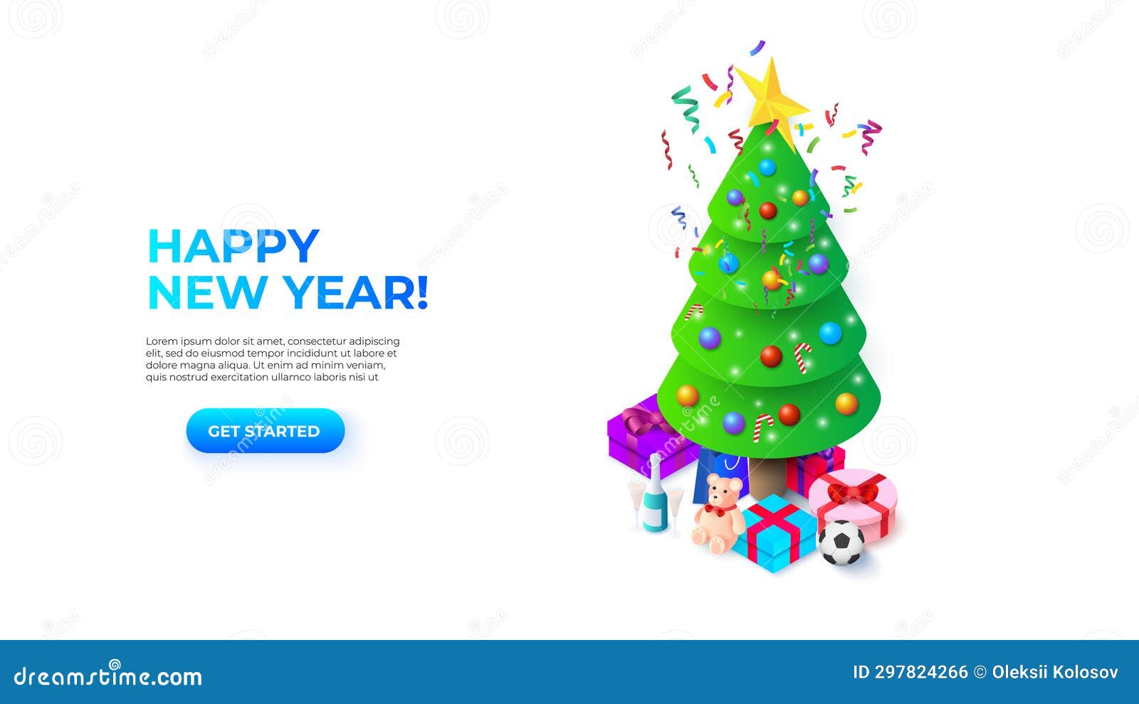 Isometric Christmas Tree with Gifts. Isometric Vector Illustration ...