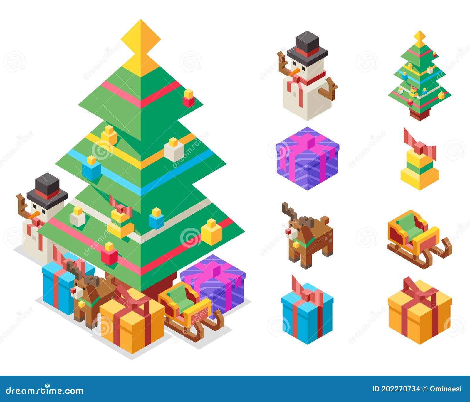 Isometric Christmas Tree New Year Vector Illustration Stock Vector ...