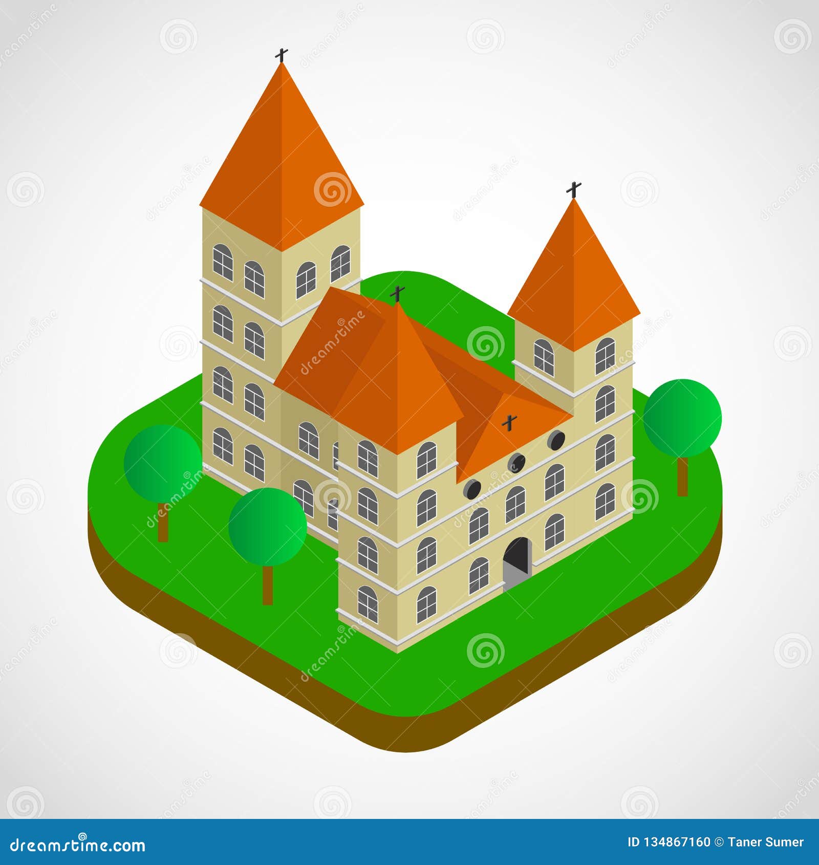 Isometric Church Building, Vector Stock Vector - Illustration of ...