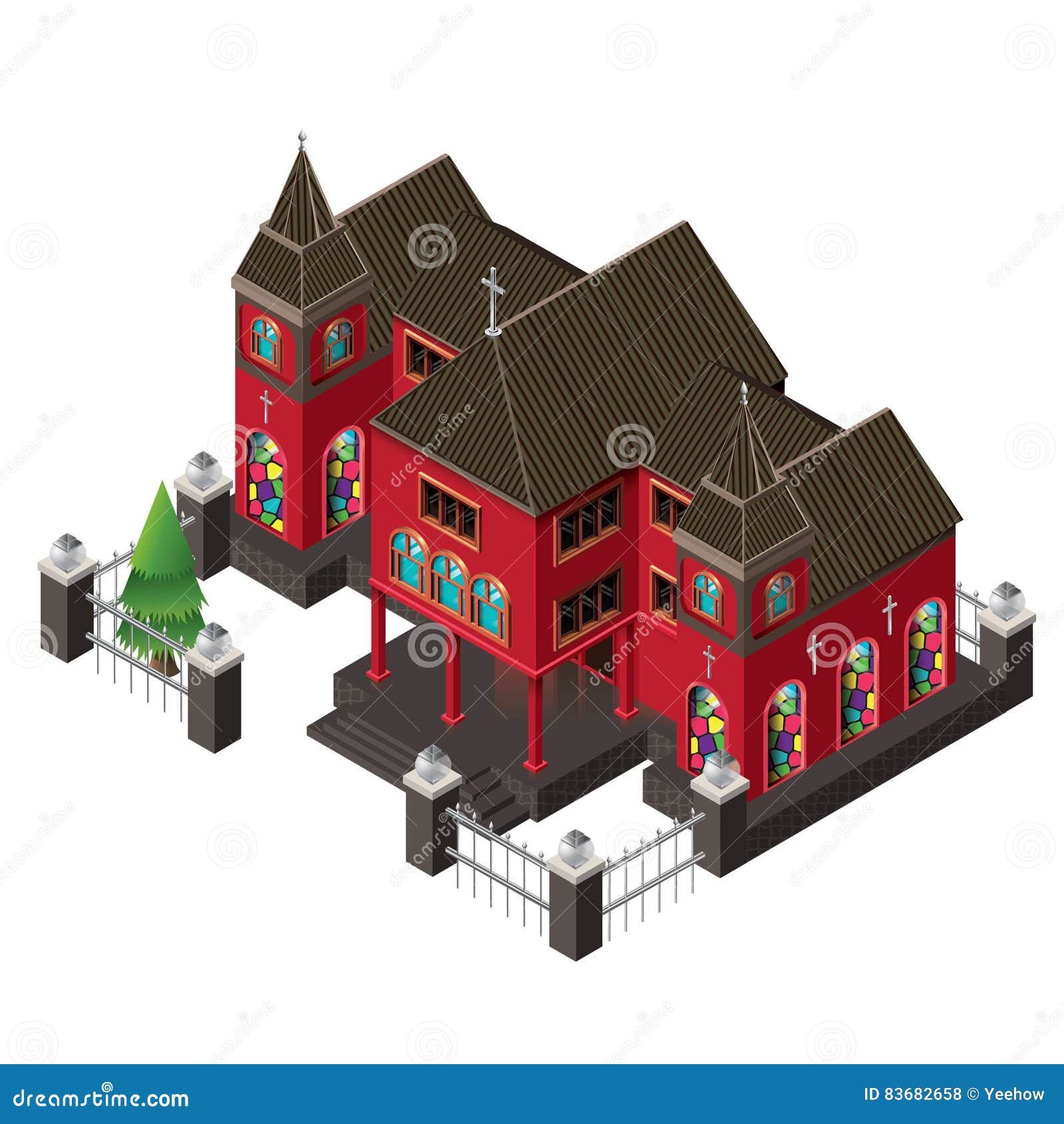 Isometric Church Illustration Stock Illustration - Illustration of ...