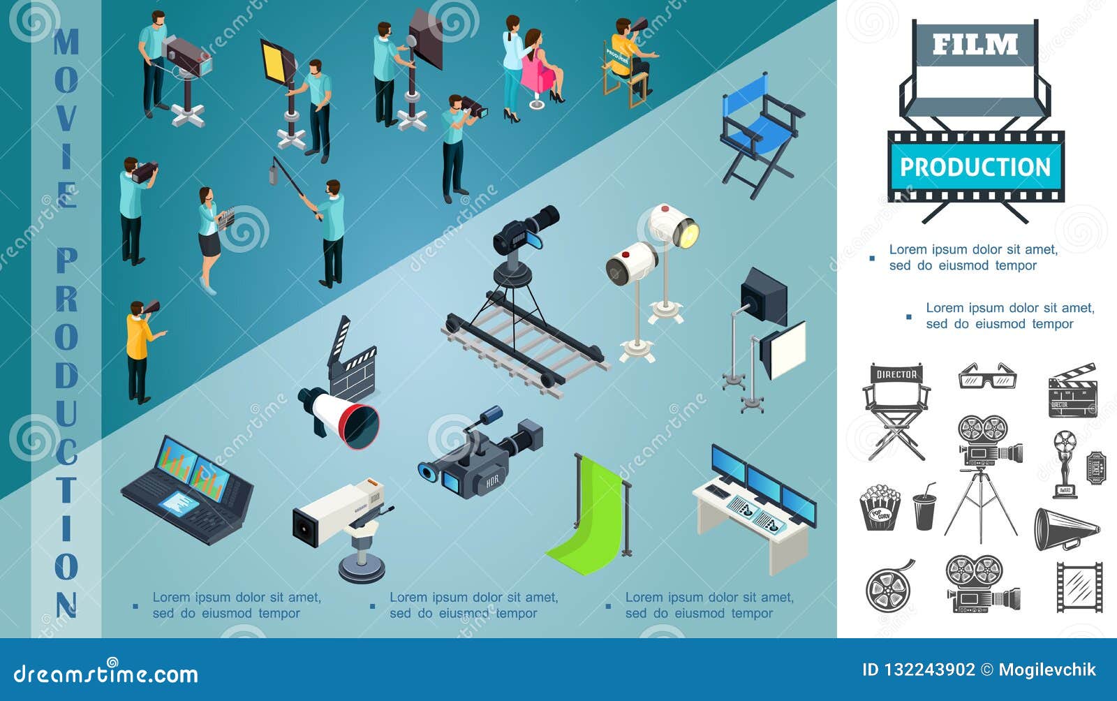 Isometric Cinematography Composition Stock Vector - Illustration of ...